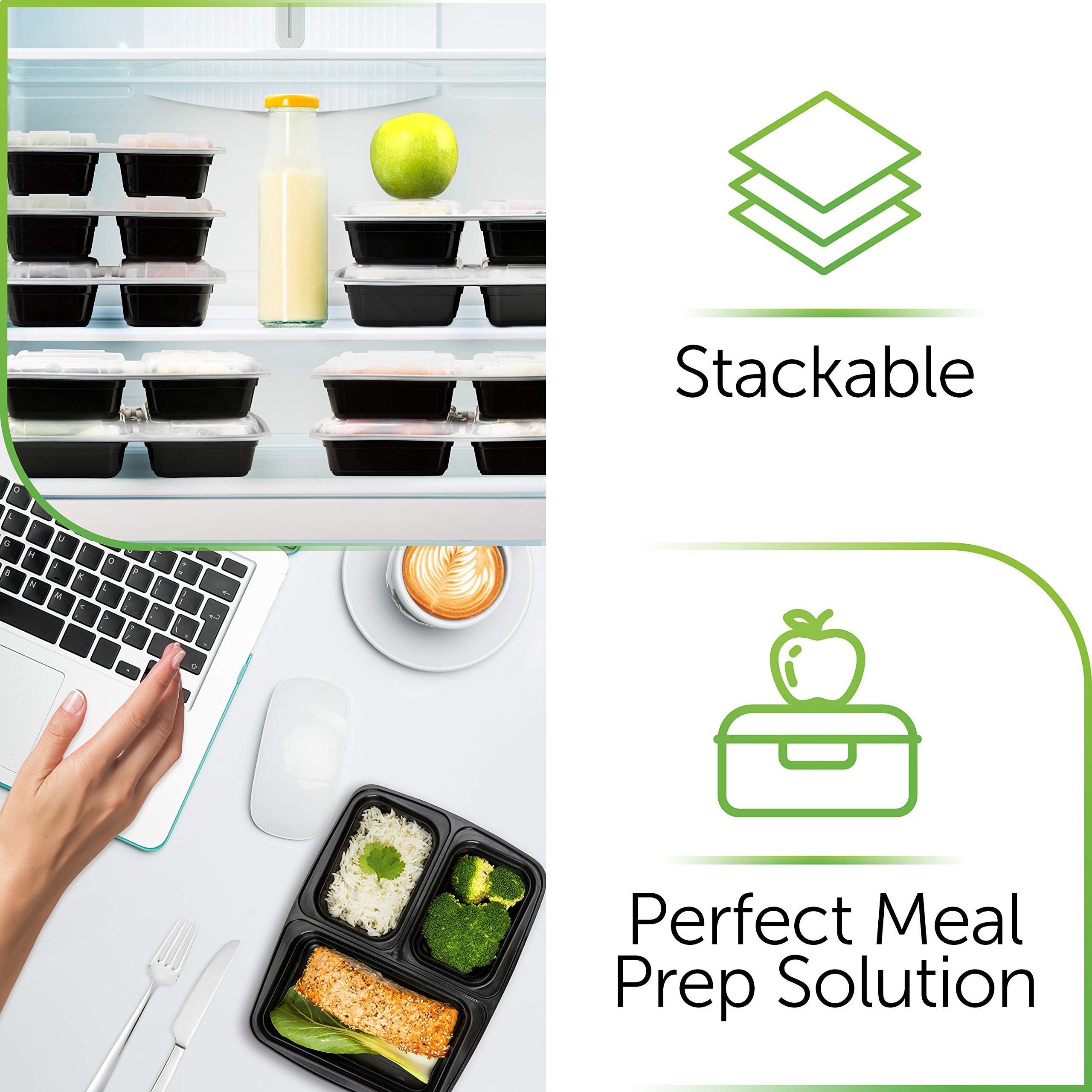 Snapklik.com : Meal Prep Containers 3 Compartment
