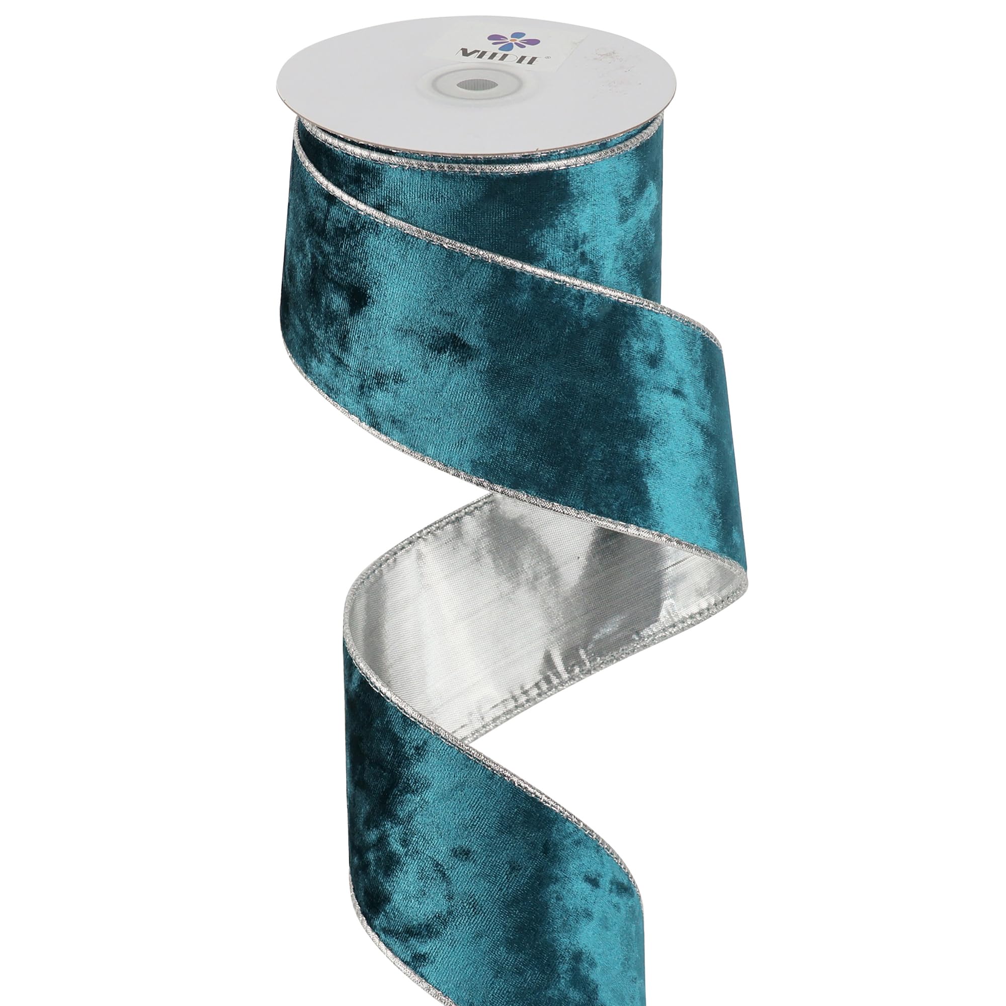 Amazon.com: MEEDEE Crushed Teal Velvet Ribbon with Silver Back Double ...