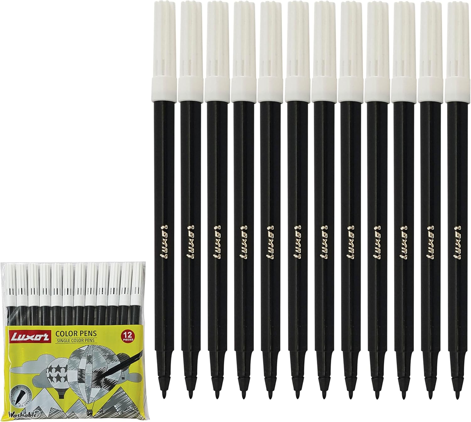 SCHEMA Single Colour Fineliner Pens, BLACK, Fine Point, Pack of 12 ...