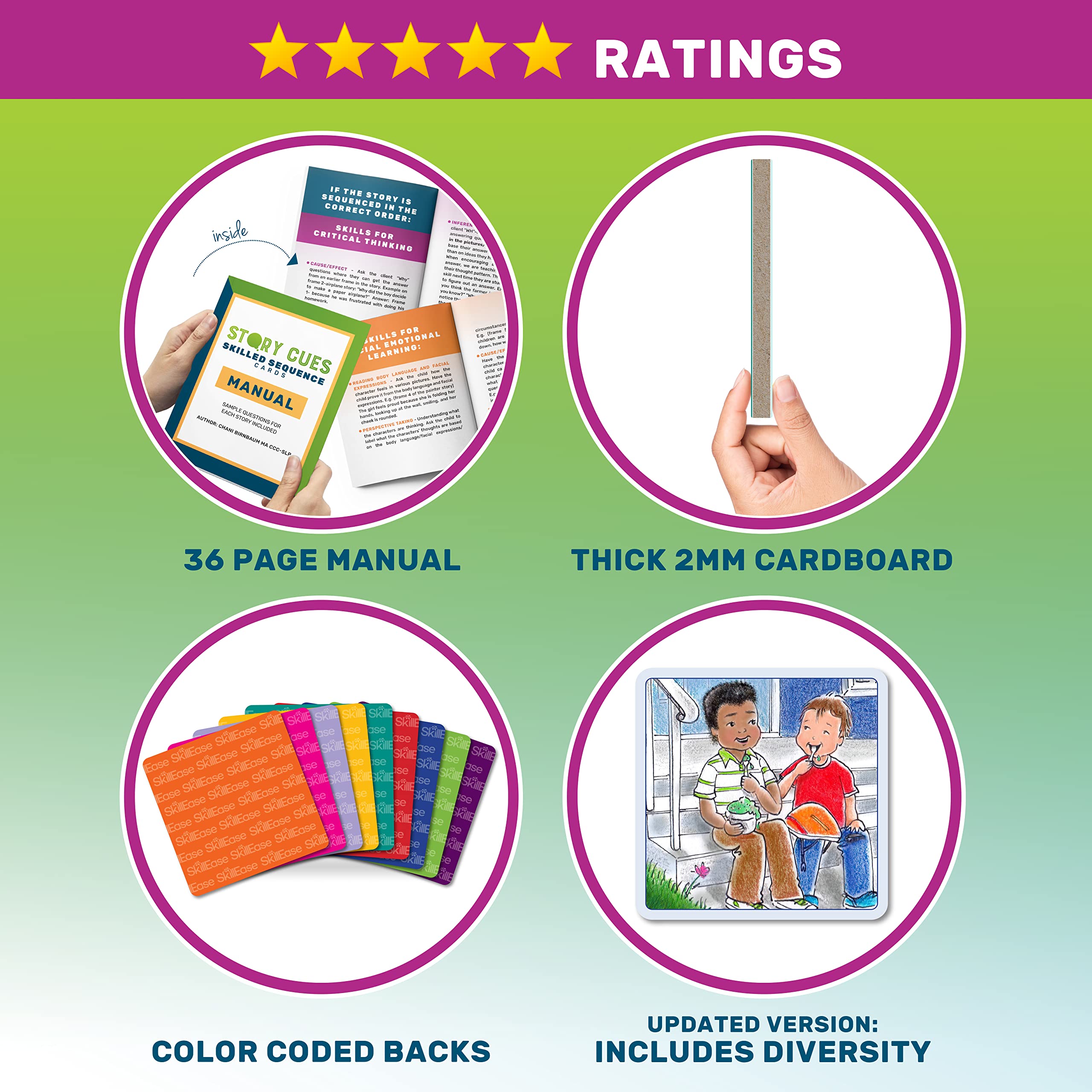 SkillEase Story Cues Skilled Sequence Cards, Speech Therapy Materials ...