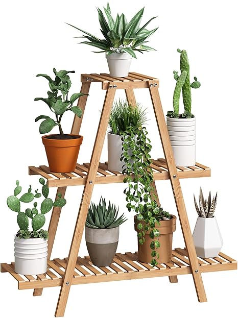 Amazon.com: 3 Tier Triangle plant stand (3 Tier Natural) : Patio, Lawn ...