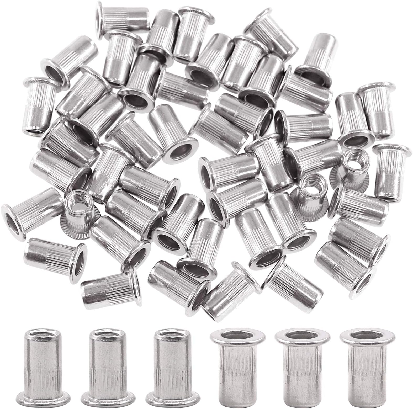 Amazon.com: Glarks 50Pcs #10-24 UNC 304 Stainless Steel Rivet Nuts Flat ...