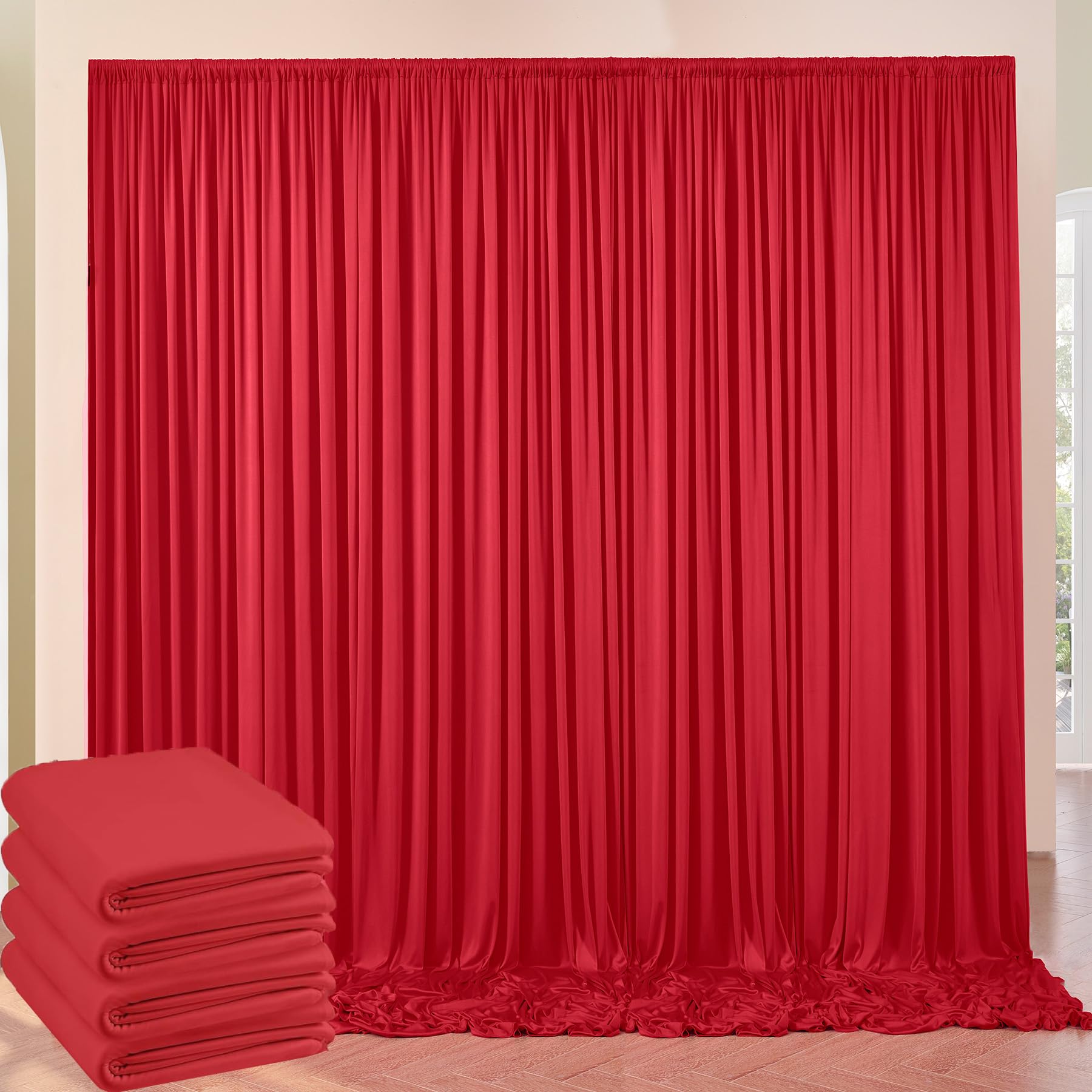 Amazon.com: 20ftx10ft Wrinkle Free Red Backdrop Curtains Panels for ...