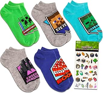 Amazon.com: Nickelodeon Minecraft Socks Bundle - 5 Pairs of Minecraft ...