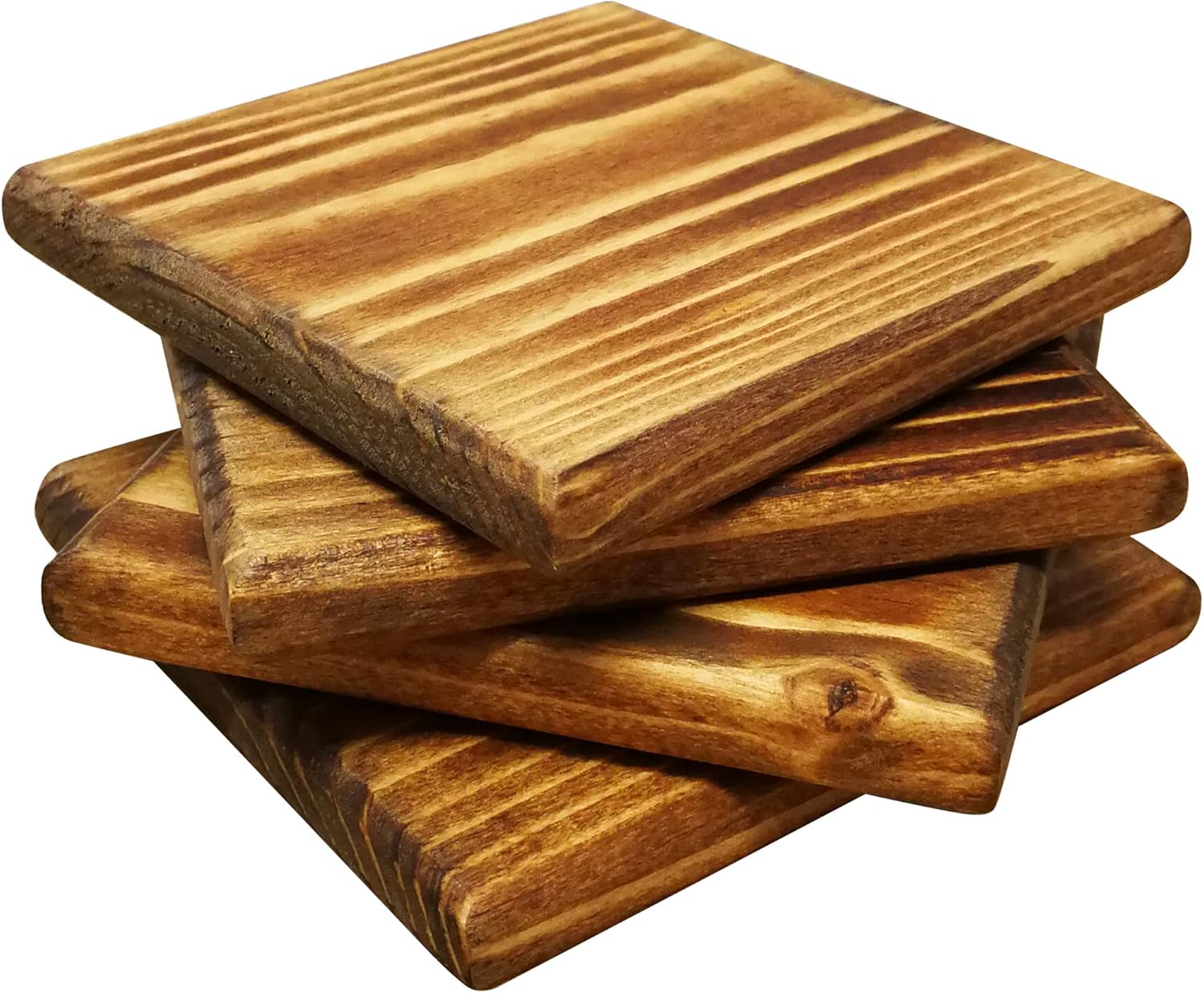 Amazon.com | 4 Pine Wood Coasters - Made in Ukraine - Natural Wood ...