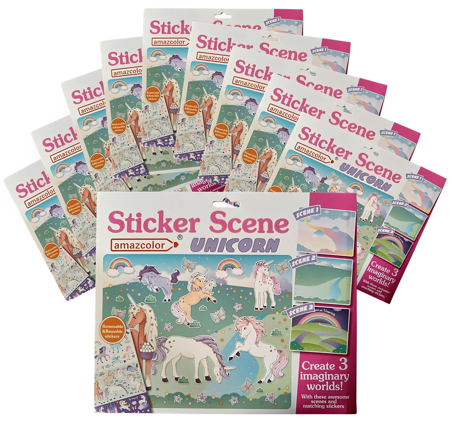 Birthday Popper Unicorn Theme Reusable Sticker Book | Set of 10 ...