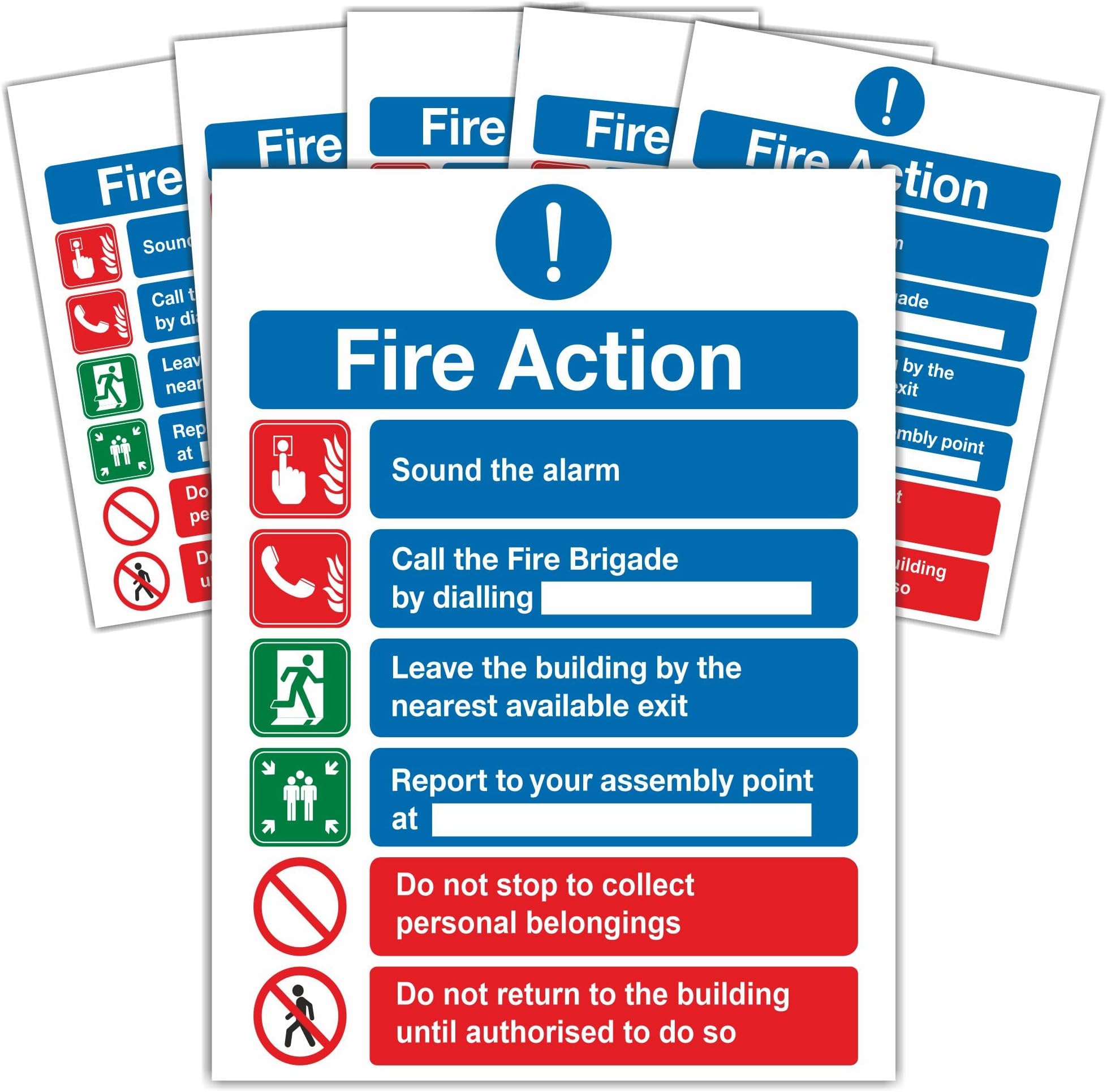 V Safety Fire Action - General Fire Action 5 Message Risks - 150 x 200 ...