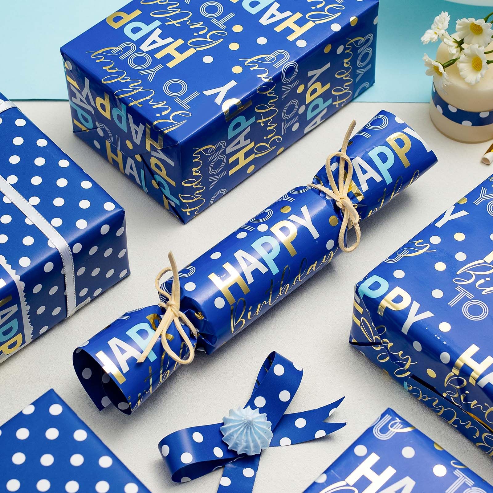 Snapklik.com : Reversible Happy Birthday Wrapping Paper Roll - 17Inch X ...