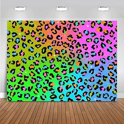 Amazon.com : Mocsicka Multi Color Leopard Birthday Backdrop for Girls ...