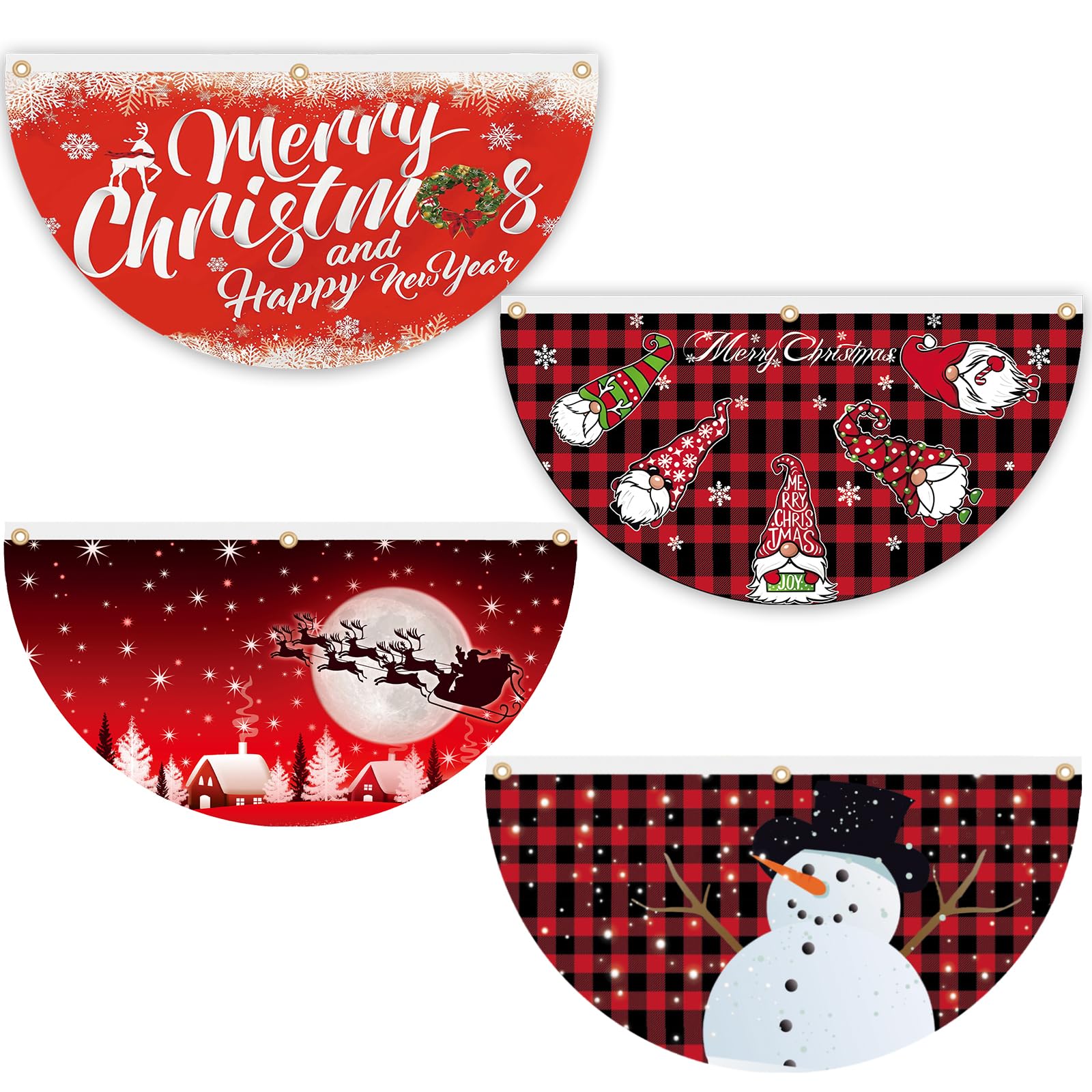 Amazon.com: 4 Pcs Christmas Bunting Santa Snowmen Bunting Fan Christmas ...