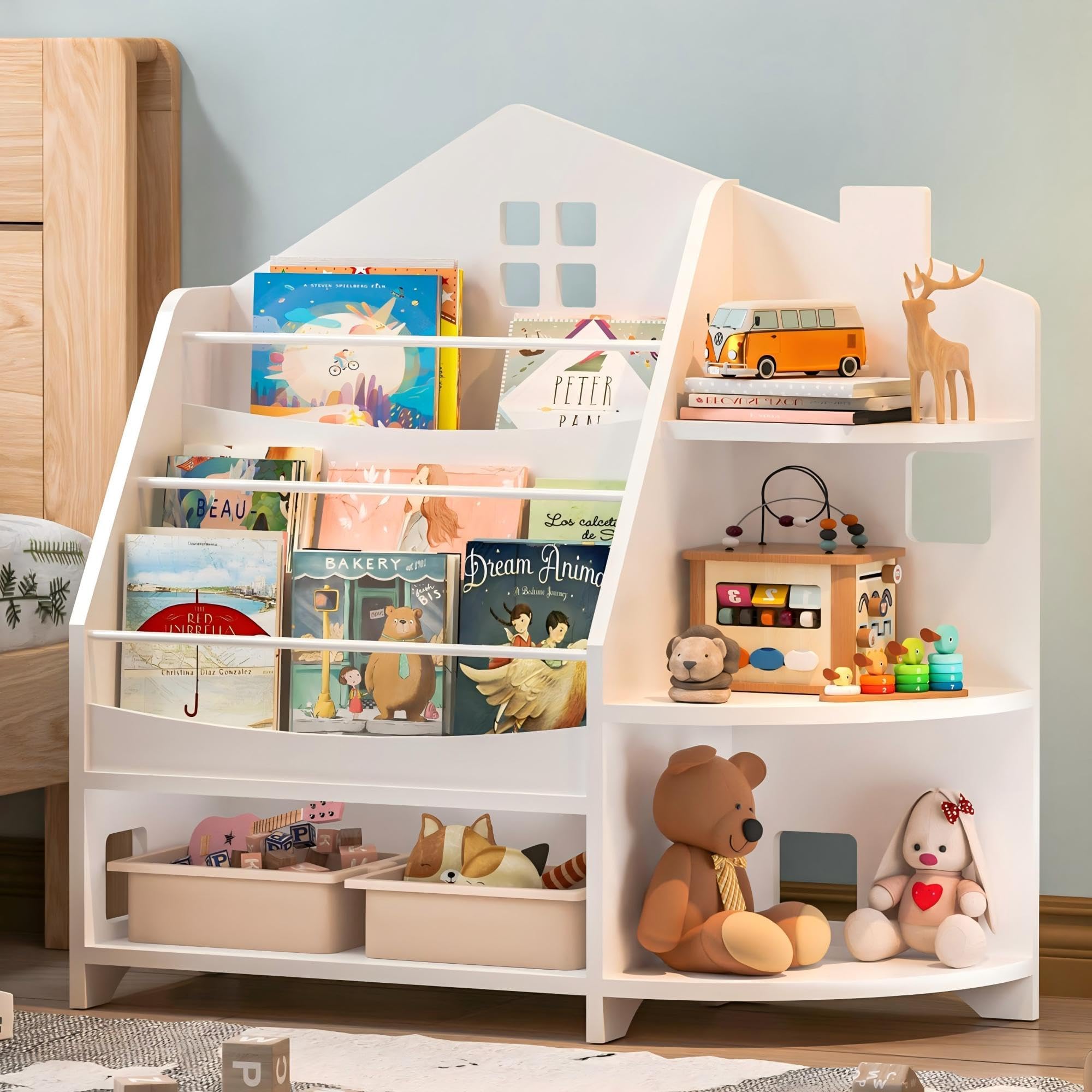 Amazon.com: HAVLOTII Kids Bookshelf and Toy Organizer, 3 Tier Bookshelf ...