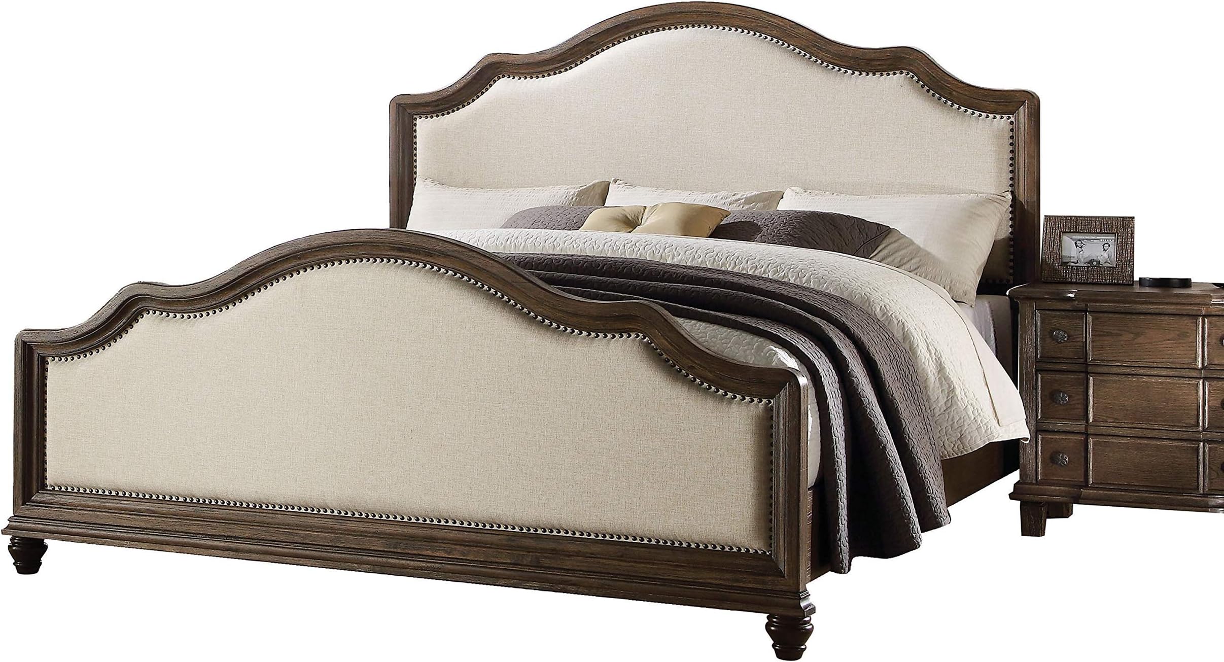 Amazon.com: Wallace & Bay Haynes Upholstered Bed, Queen, Gray & Linen ...