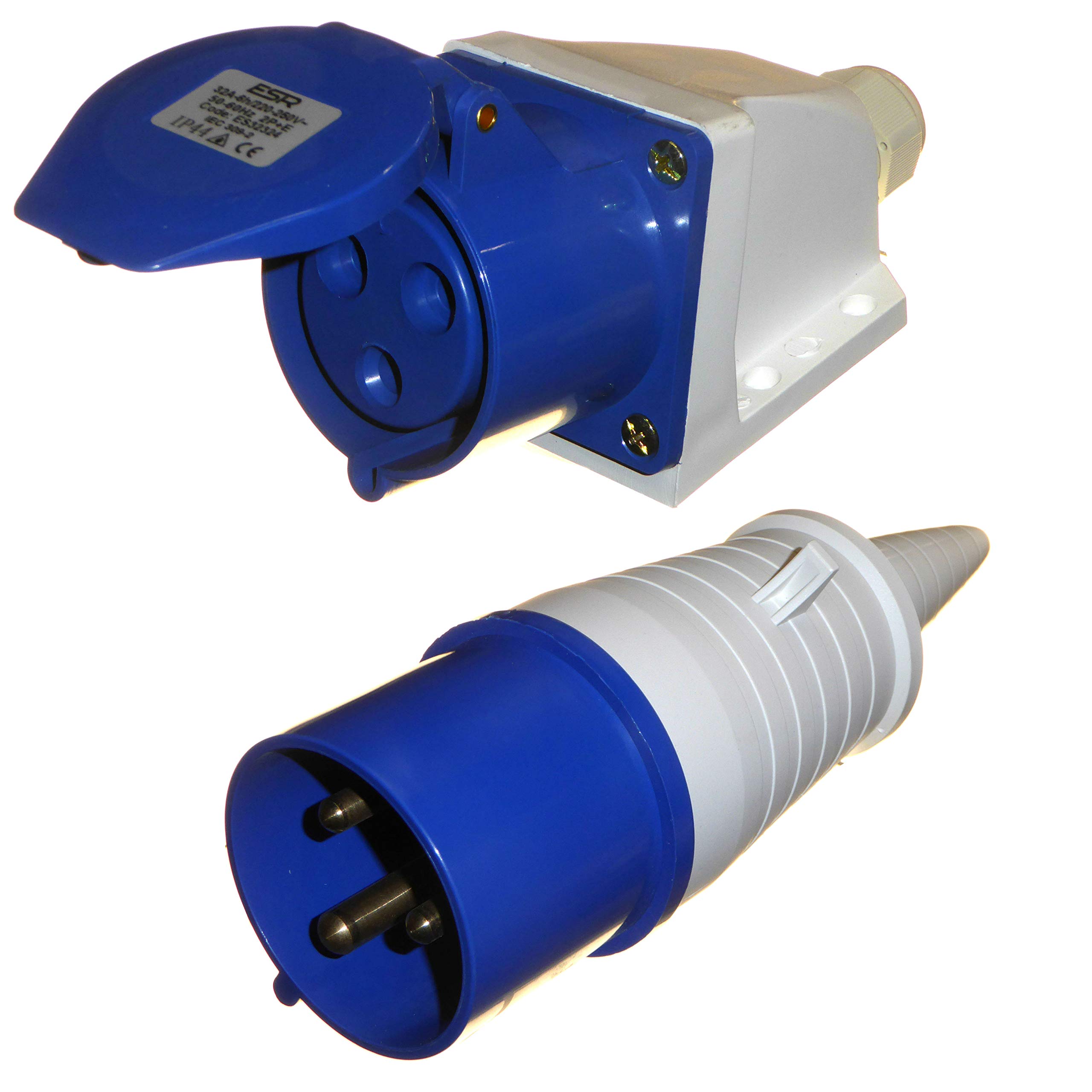 Buy 32 Amp 3 Pin Plug Surface Socket 230V IP44 32A 2P E 1 Phase