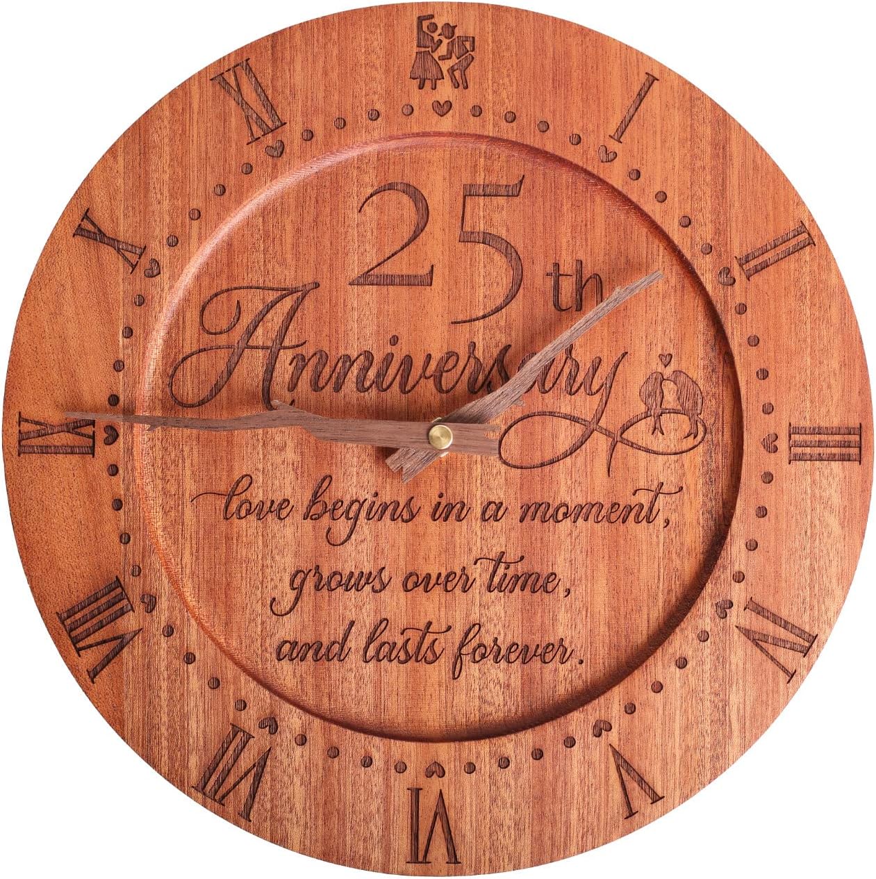 Amazon.com: Treble Bee 25th Anniversary Clock, Engraved Wooden Clock ...