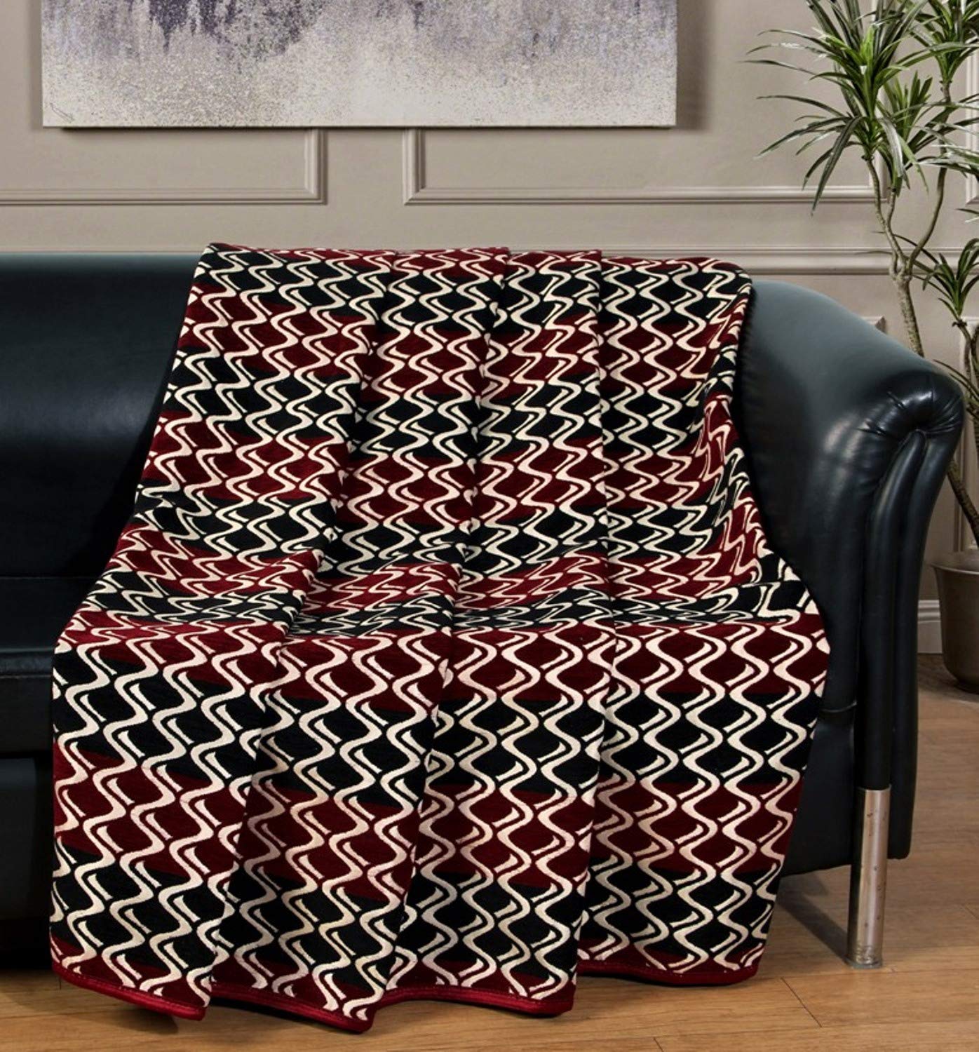 Nendle Chenille Viscose Sofa Throw Cover/Slipcover for Single Seater ...