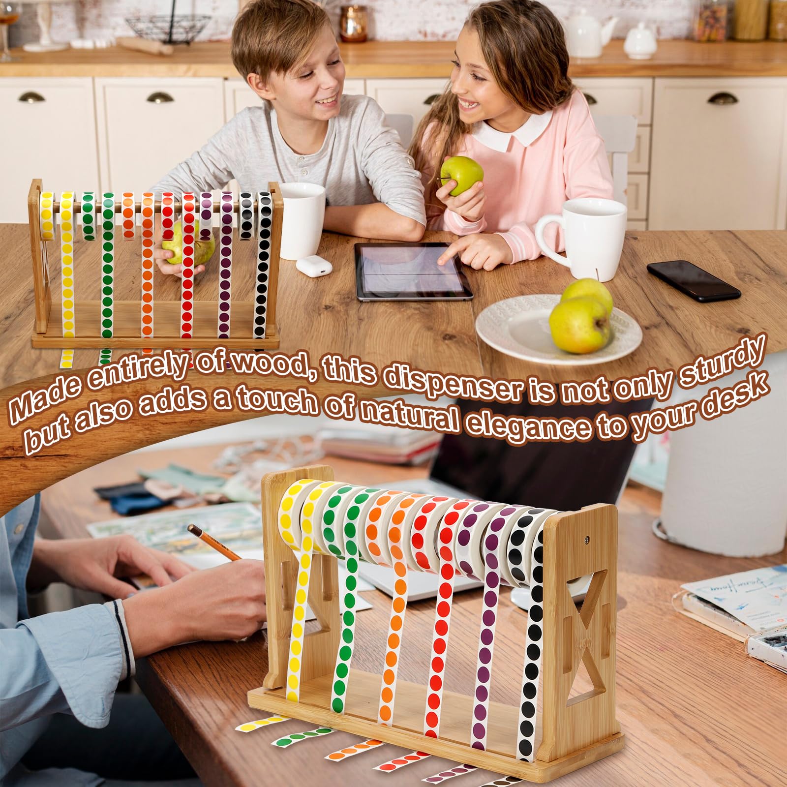 Snapklik.com : Wooden Label Dispenser Large Sticker Roll Holder ...