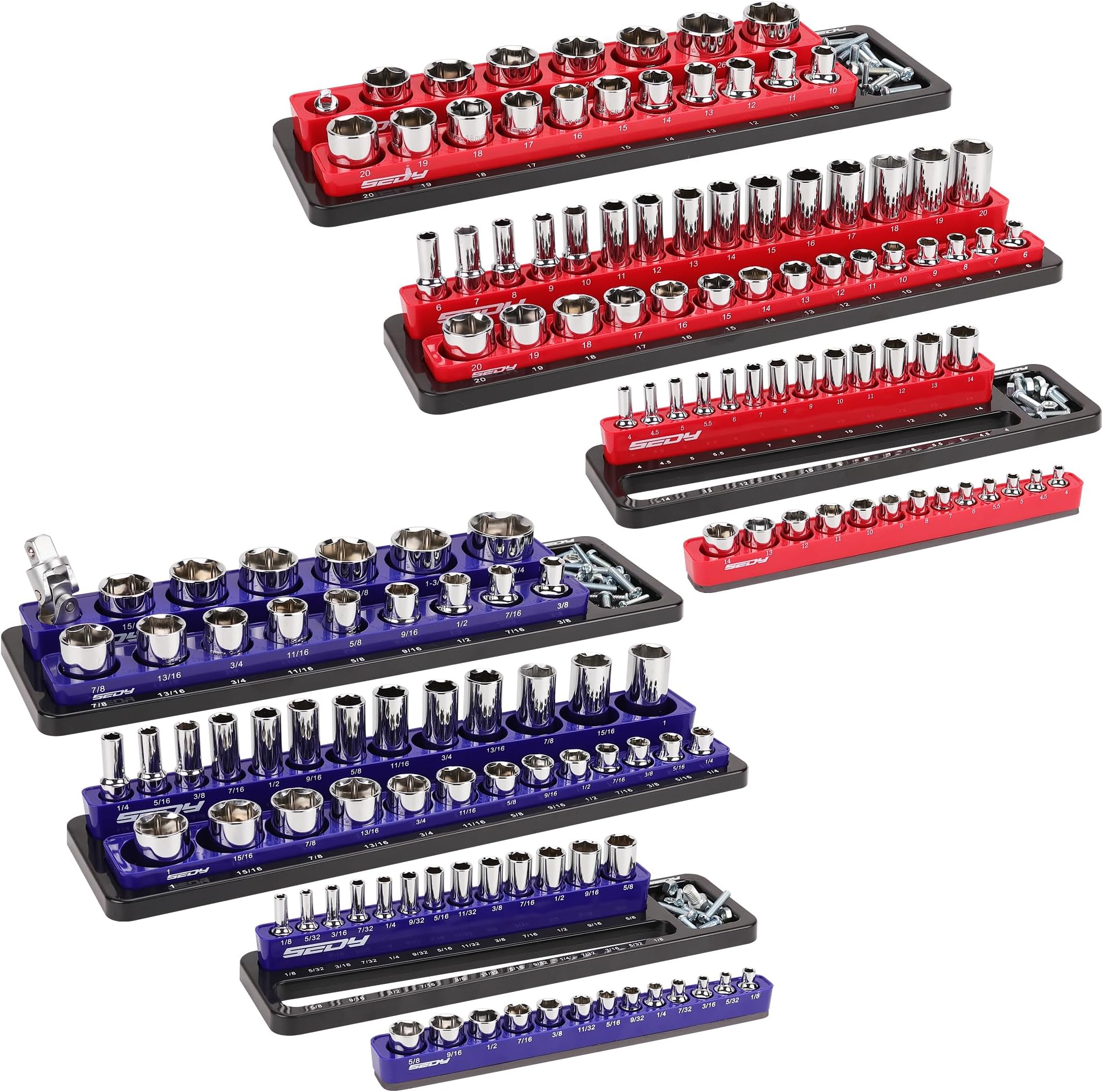 Amazon.com: WORKPRO 6PC Magnetic Socket Organizer Set and 2PC Magnetic ...