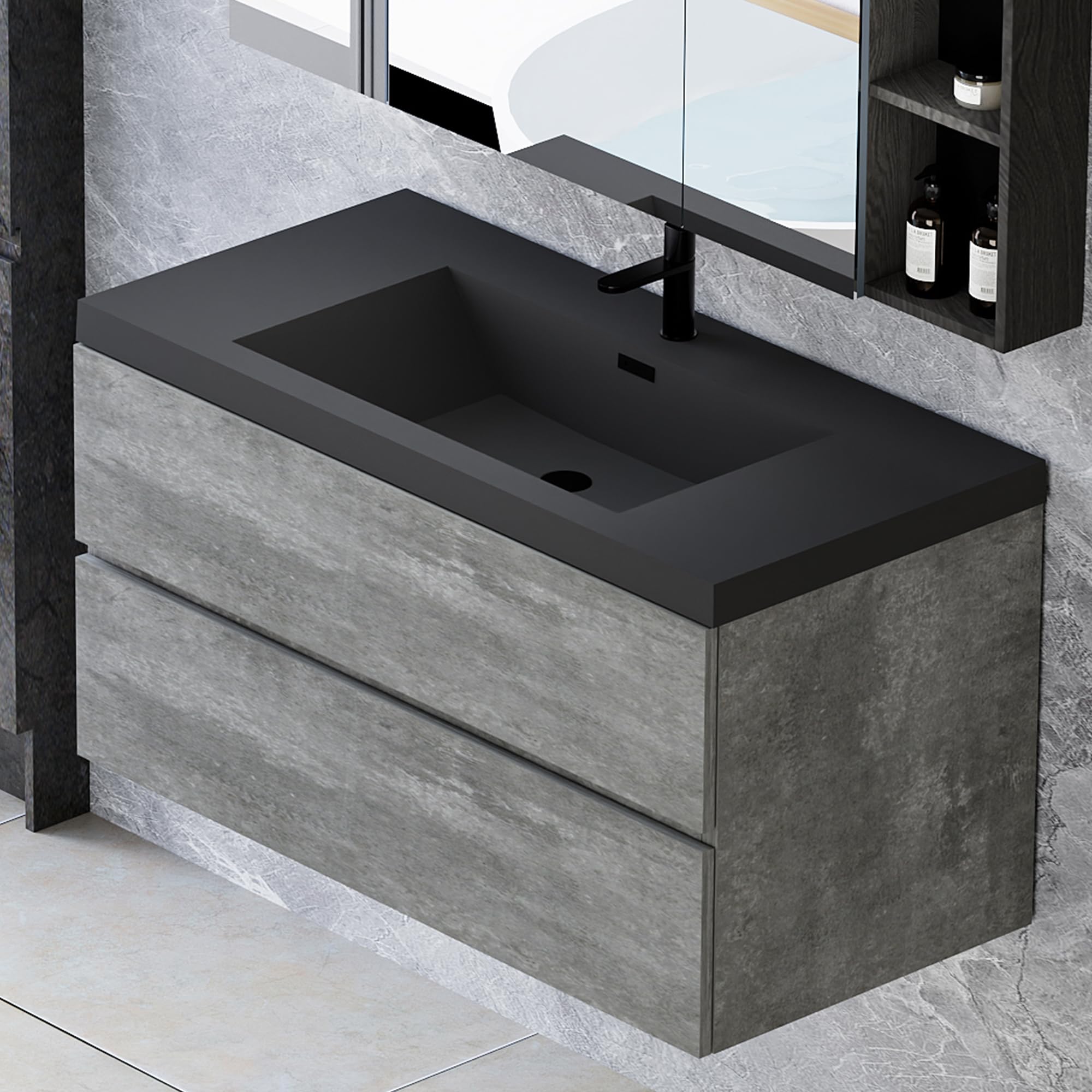 Amazon.com: Floating Vanity Bathroom, 42 Inch Bathroom Vanity with Sink ...