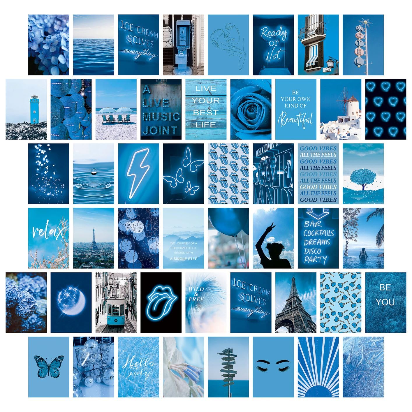 Amazon.com: Blue Wall Collage Kit Aesthetic Pictures,Wall Art Posters ...