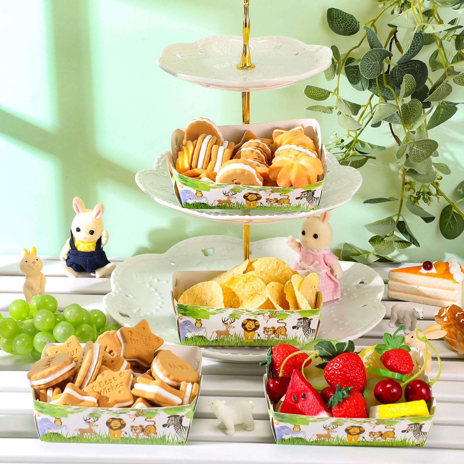 Snapklik.com : 48 Packs Jungle Animal Disposable Paper Food Serving ...