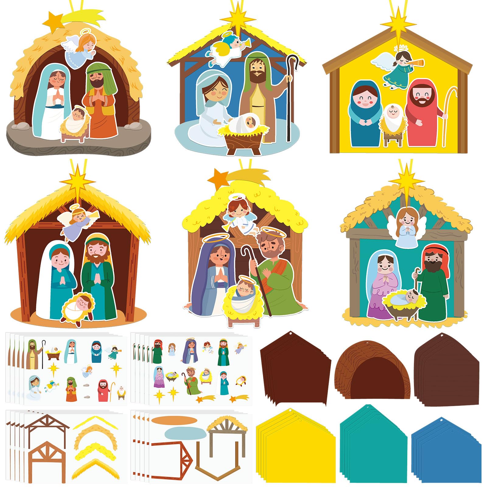 Amazon.com: ReliThick 30 Sets Nativity Scene Craft Kit for Kids ...