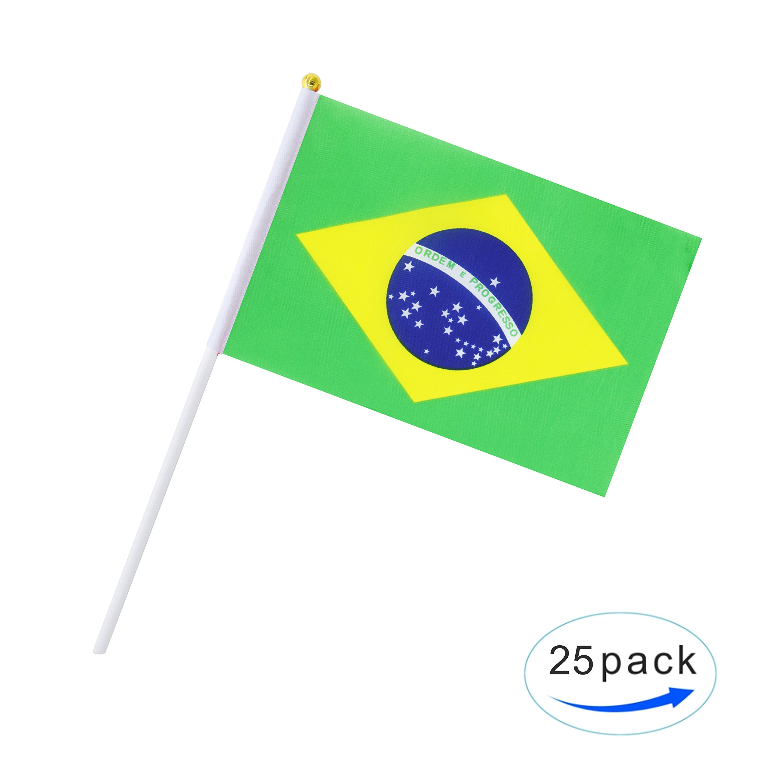 Kind Girl 25 Pack Hand Held Small Mini Flag Brazil Flag Brazilian Stick ...