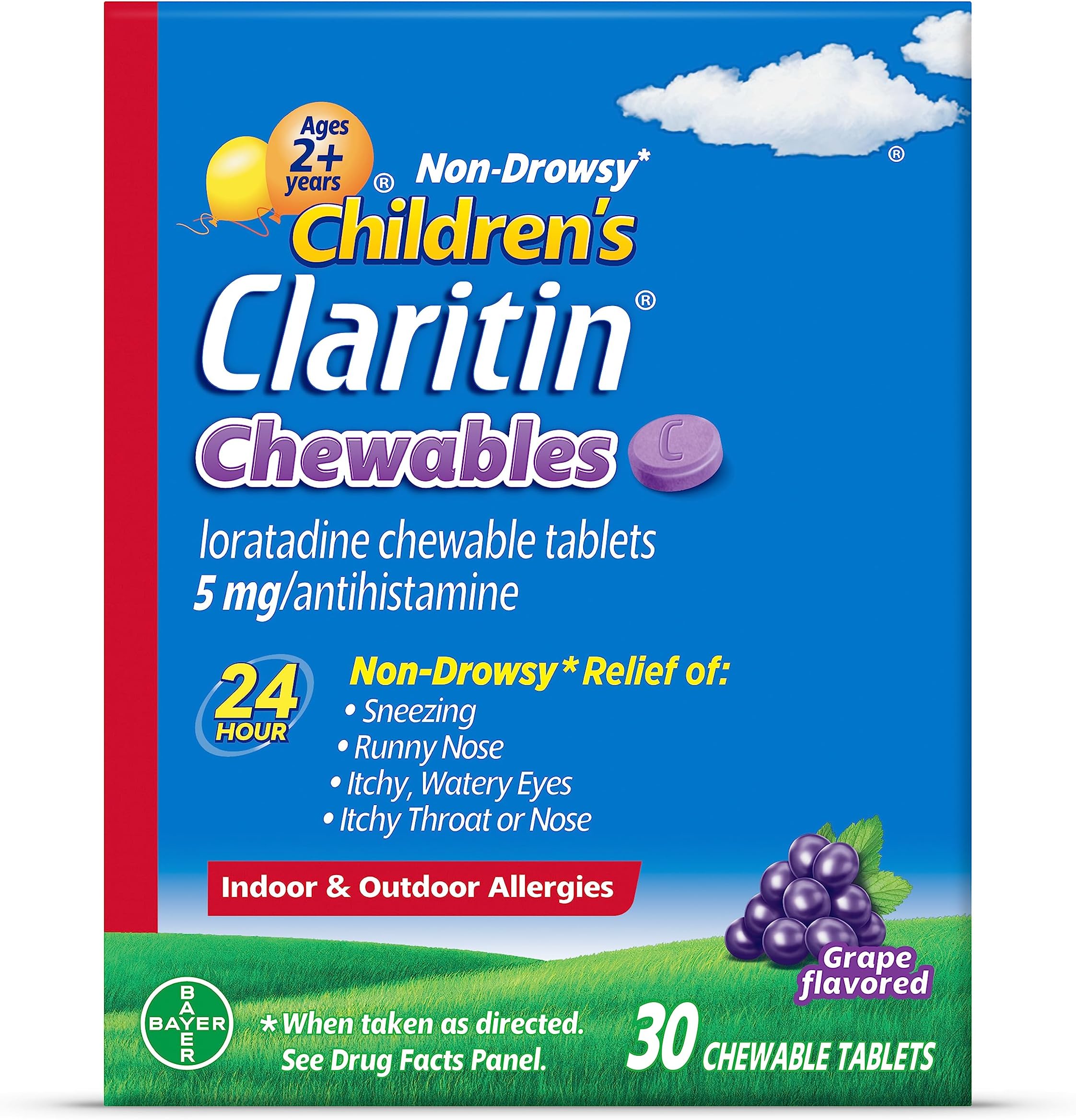 Amazon.com: Children's Claritin Chewables 24 Hour Allergy Relief, Non ...