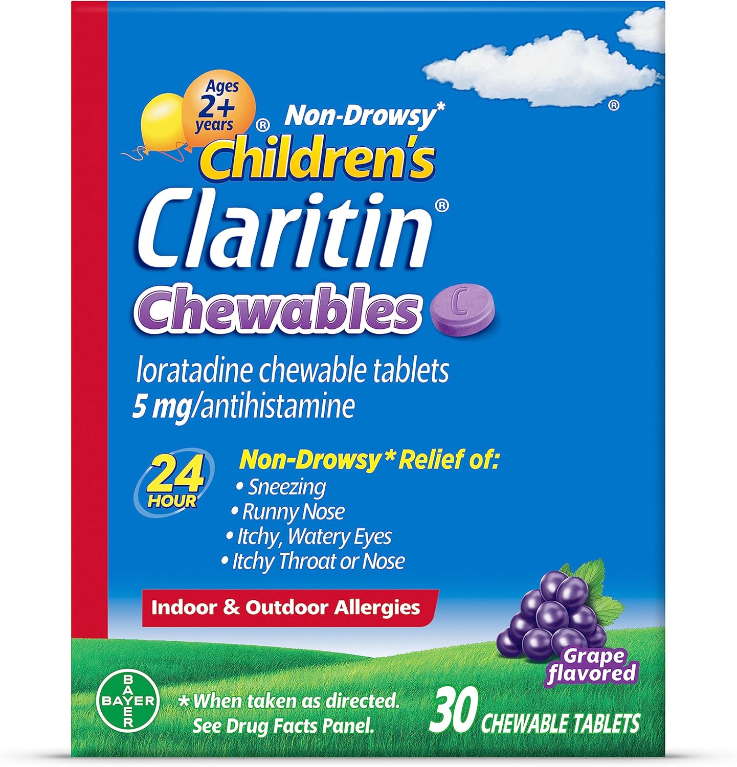 Amazon.com: Children's Claritin Chewables 24 Hour Allergy Relief, Non ...