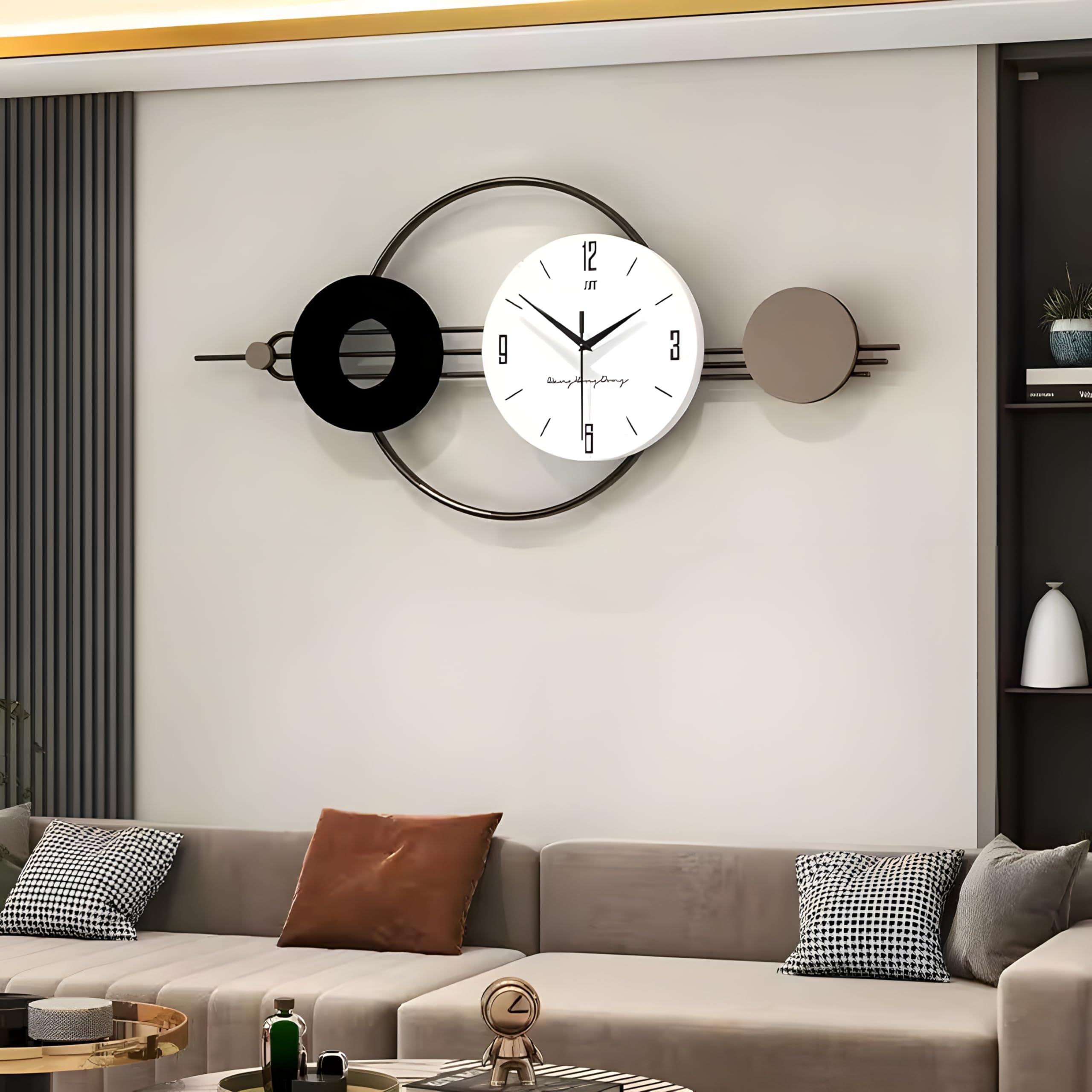 ClockUniverse Large Wall Clock- 80cm x 37cm Black and White Silent ...