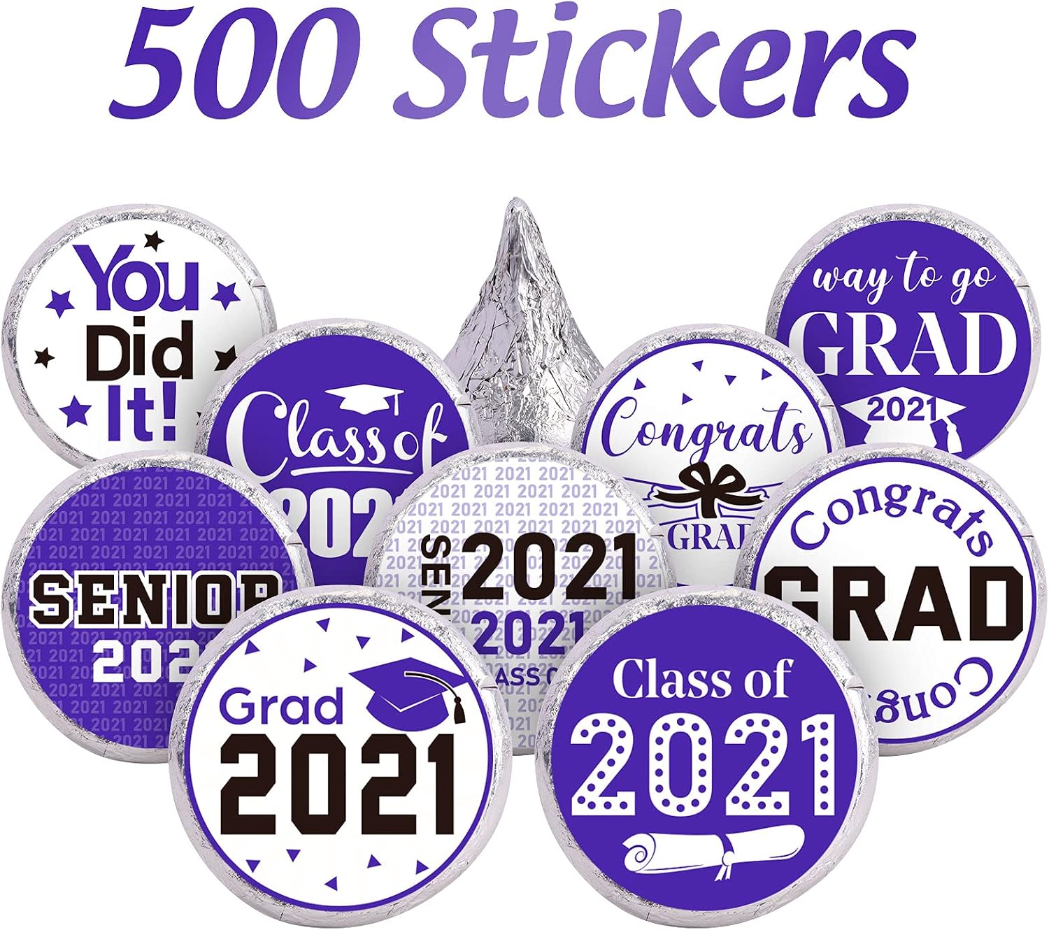500 Pieces 2021 Graduation Stickers Label Large Class of 2021 Stickers ...