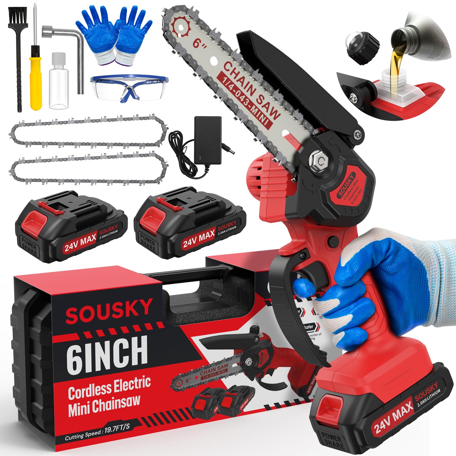 Amazon.com: Mini Chainsaw, 6Inch Mini Chain Saw Battery Powered with ...