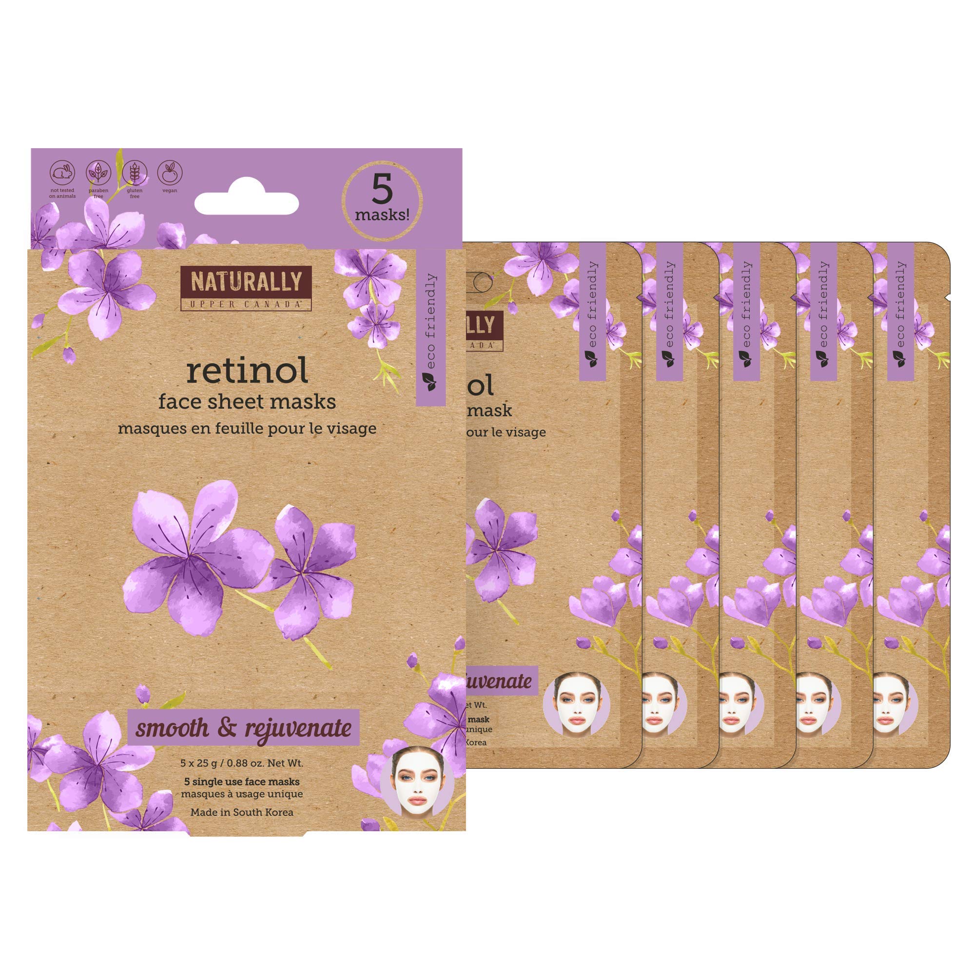 Amazon.com: Naturally 30 Rejuvenating Retinol Infused Sheet Mask, 5 ...