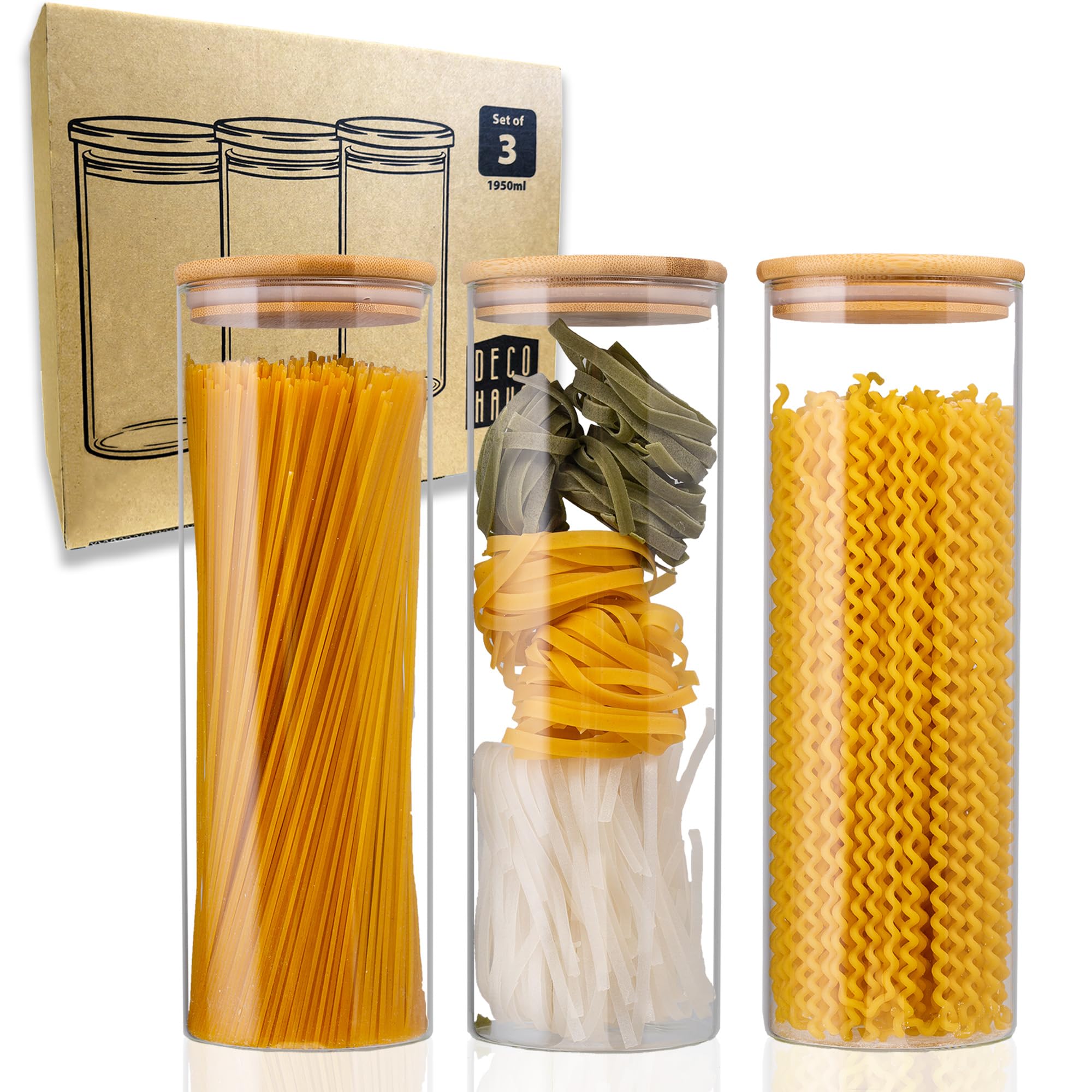 Deco haus® Spaghetti Aufbewahrung 3er Set - Vorratsgläser mit Deckel ...