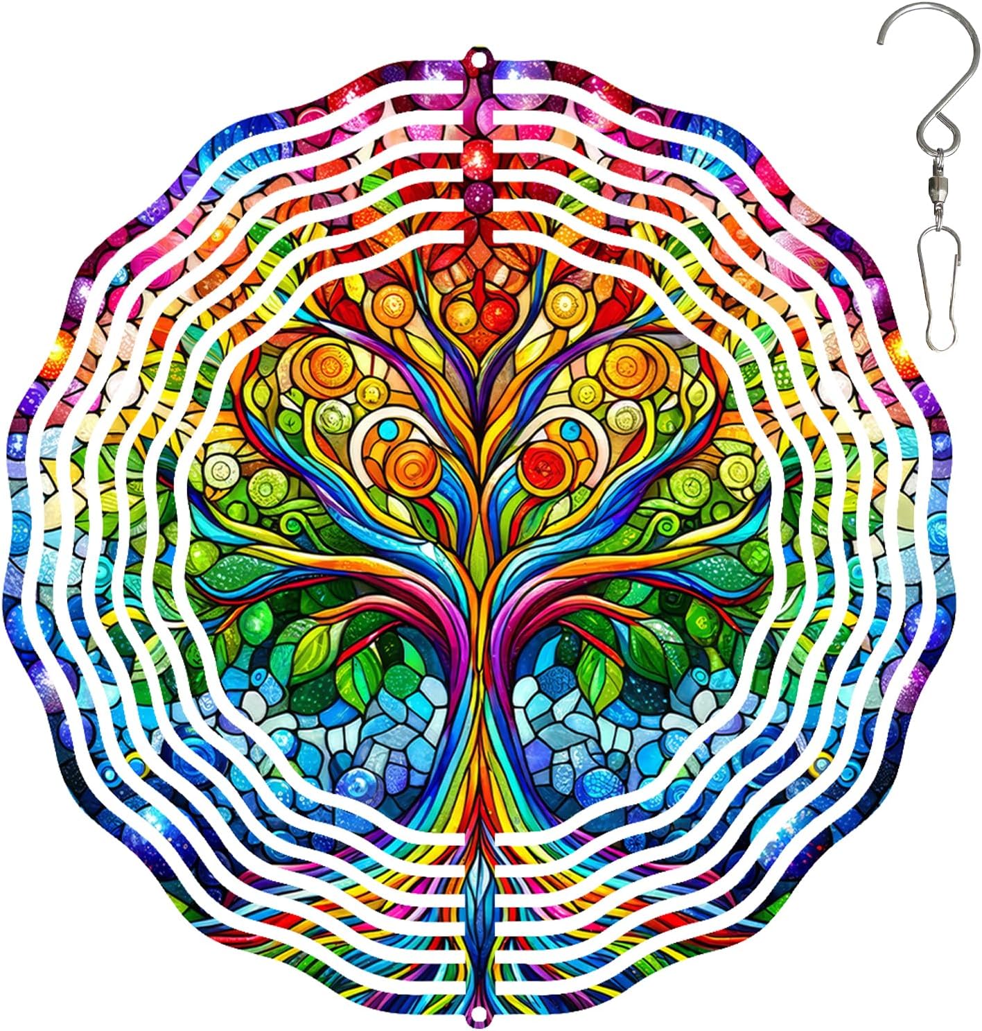 Amazon.com: Rainbow Tree of Life Wind Spinner,3D Frosted Wind Spinners ...