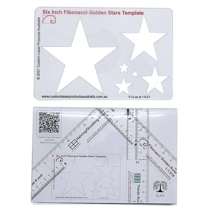 Buy CLPA 6 inch Clear Plastic Fibonacci Golden Ratio Stars Drawing ...