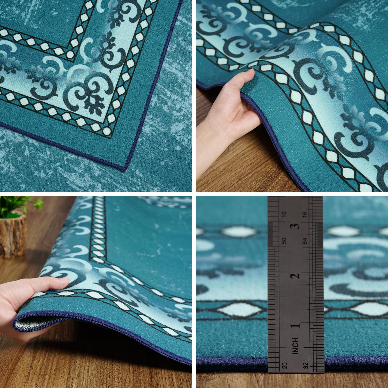 DweIke Large Rug Modern Bordered 6x9 Area Rug for Living Room Office ...