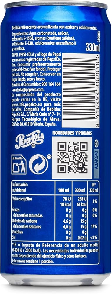 Etiqueta Nutricional De Pepsi