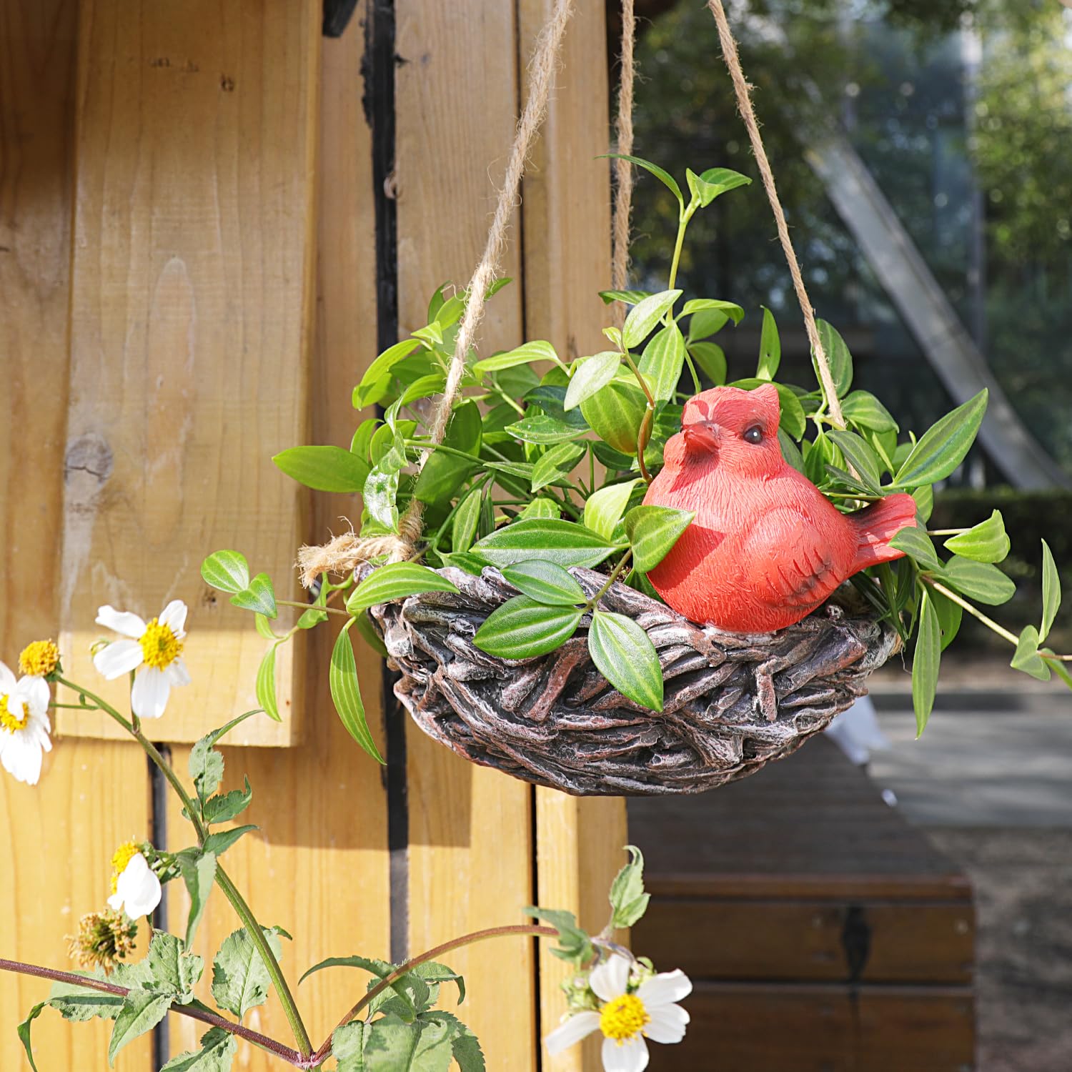 Amazon.com: UMESONG Unique Hanging Planter Pot Resin Bird Nest Flower ...