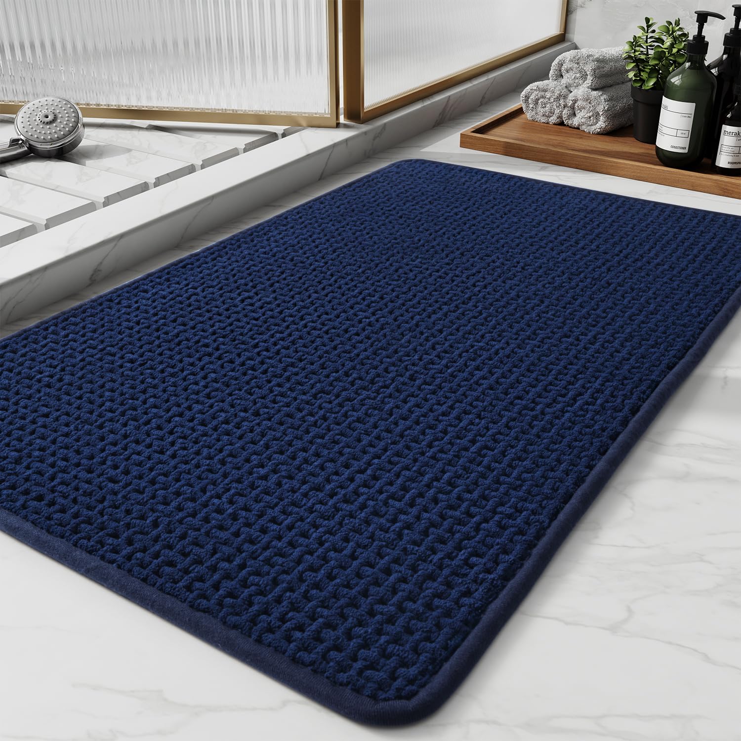 Bath Mat for Bathroom-Chenille Rubber Backing Non Slip Bathroom Mat ...