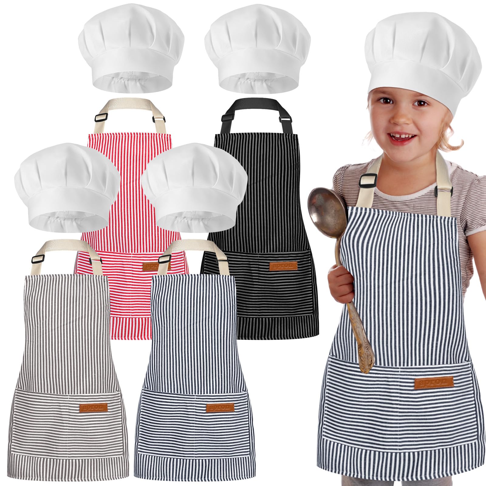 Amazon.com: Bunnycool 4 Sets Kids Apron and Chef Hat Set Toddler ...