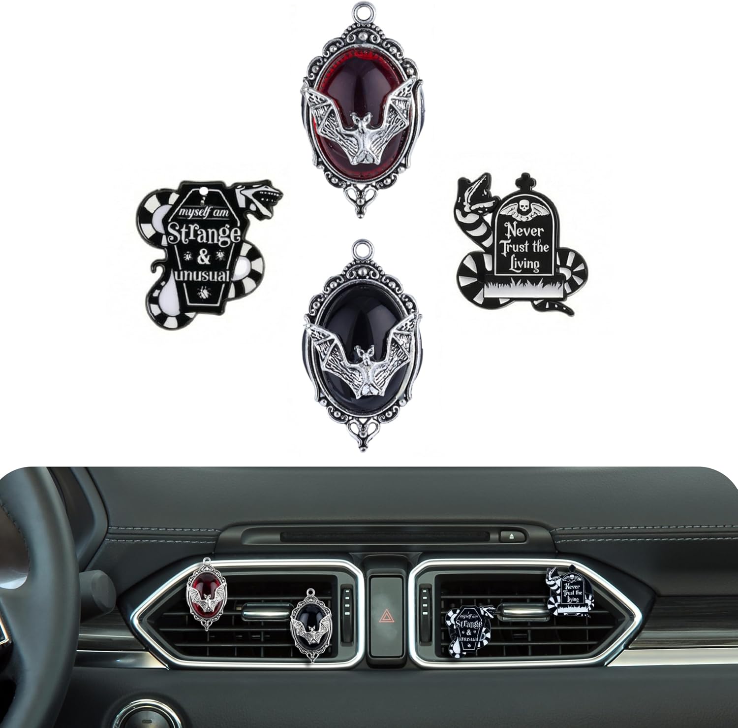 Amazon.com: Gothic Car Accessories – 4 Pcs Bat & Snake Decor Car Vent ...