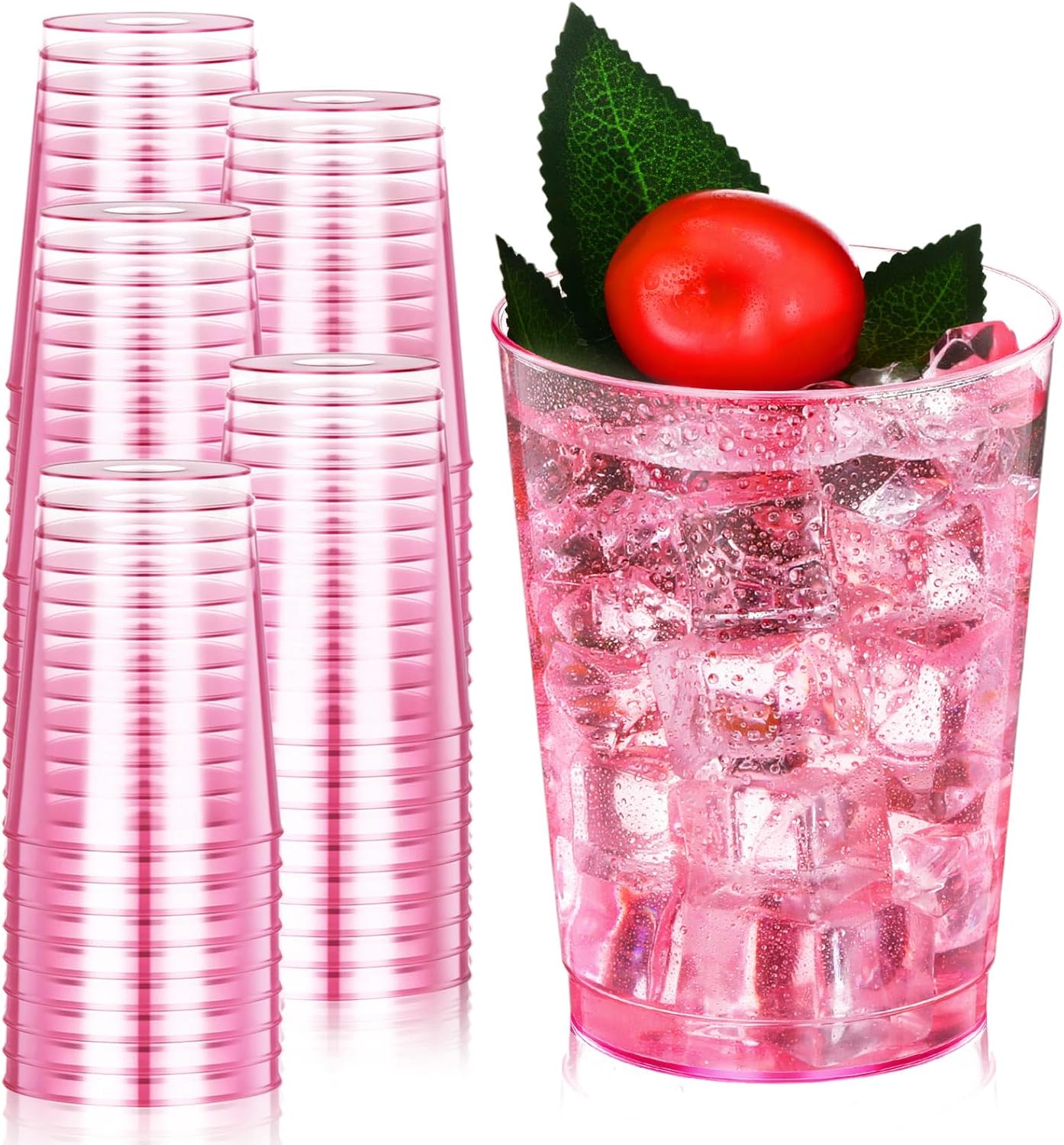 Amazon.com: Minatee 100 Count Plastic Cups Disposable Fancy Cups Heavy ...