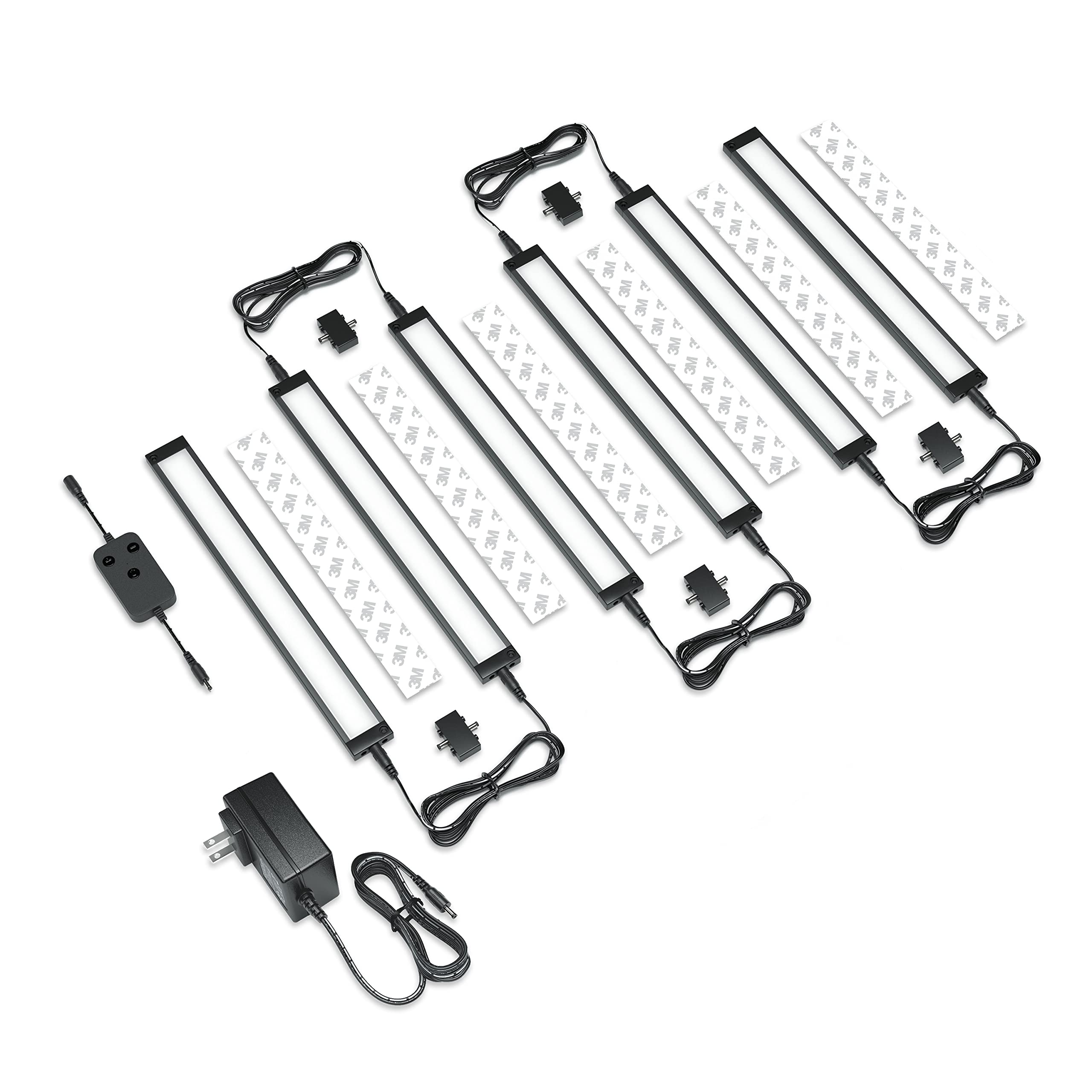 EShine 6 Pack 12 inch Black Smart Dimmable LED Under Cabinet Lighting ...