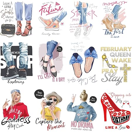 High Heel Shoes Iron on Stickers Set Hot Fashion Heat Transfer Shoes ...