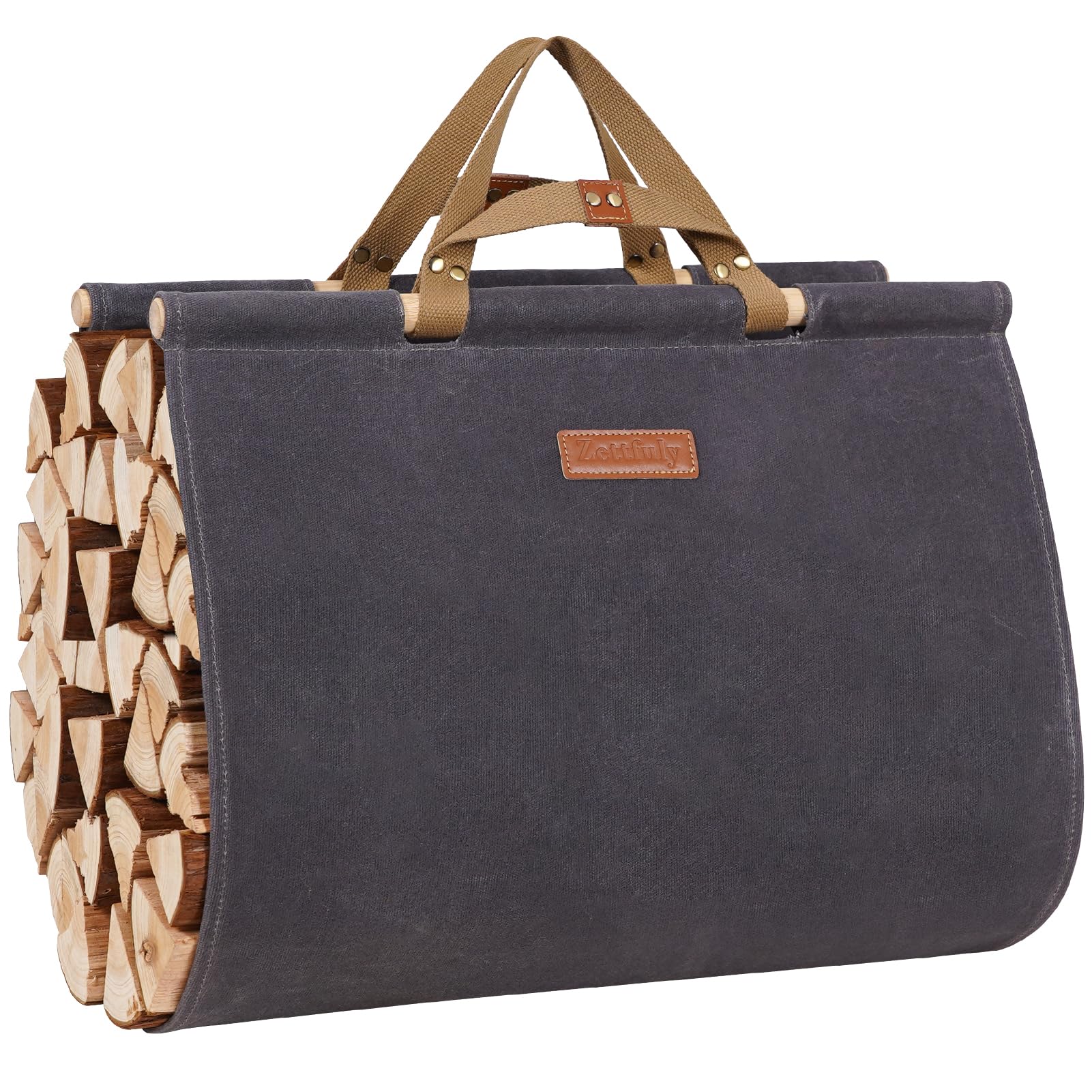 Amazon.com: Zettfuly Firewood Carrier with Handles - Waxed Canvas Log ...