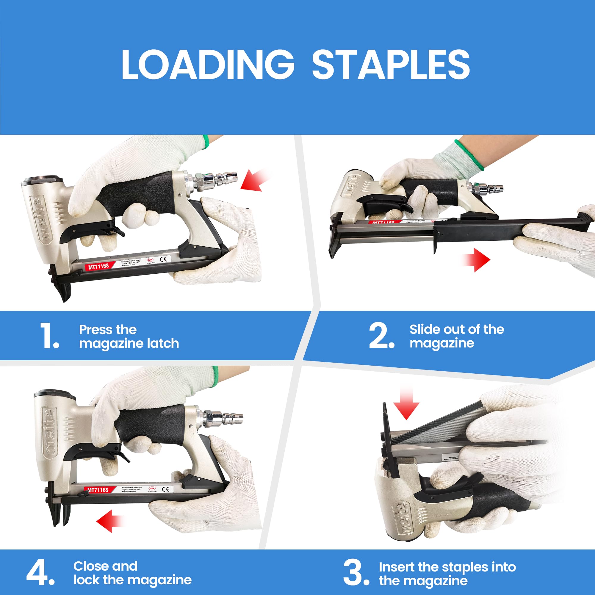 Snapklik.com : Meite MT7116S Pneumatic Upholstery Stapler 22 Gauge 71 ...