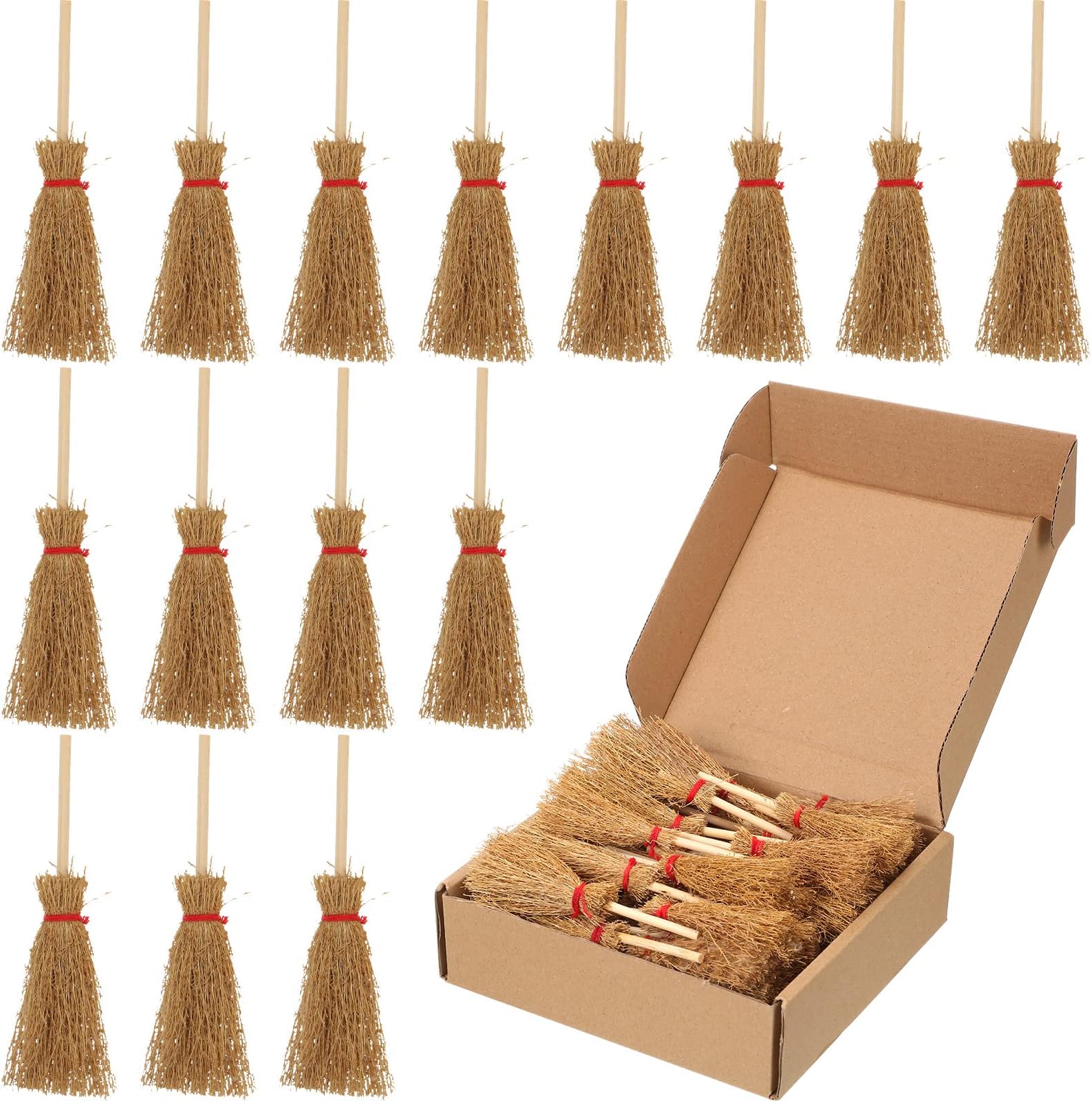 Amazon.com: Ciieeo 12pcs Mini Broom with Red Rope Witches Mini Broom ...