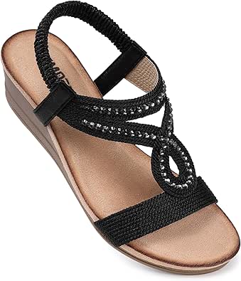 Amazon.com | TEMOFON Wedge Sandals for Women Dressy: Low Wedge Sandals Women Comfortable Dressy ...