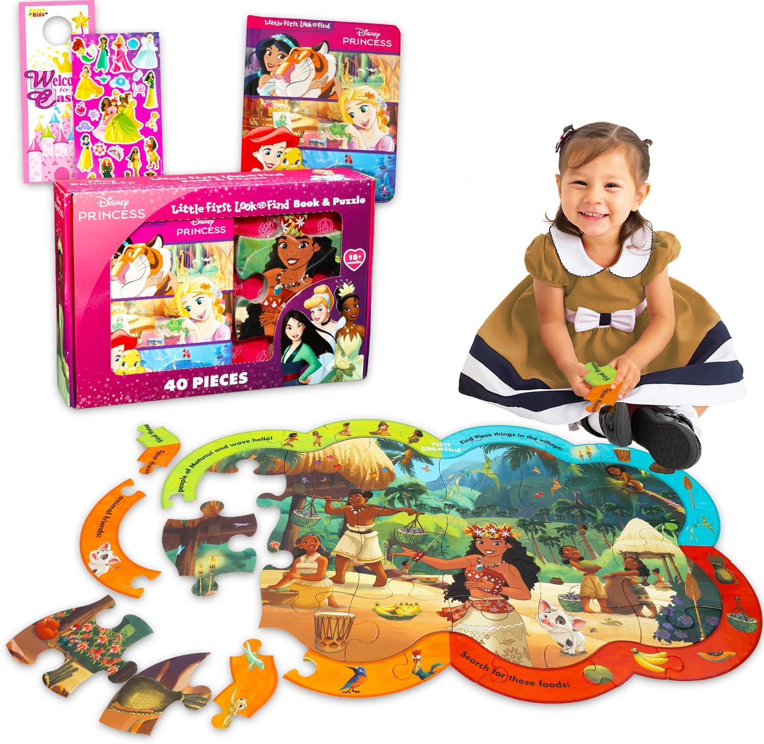 Amazon.com: Disney Princess Floor Puzzle for Kids - Little First Look ...