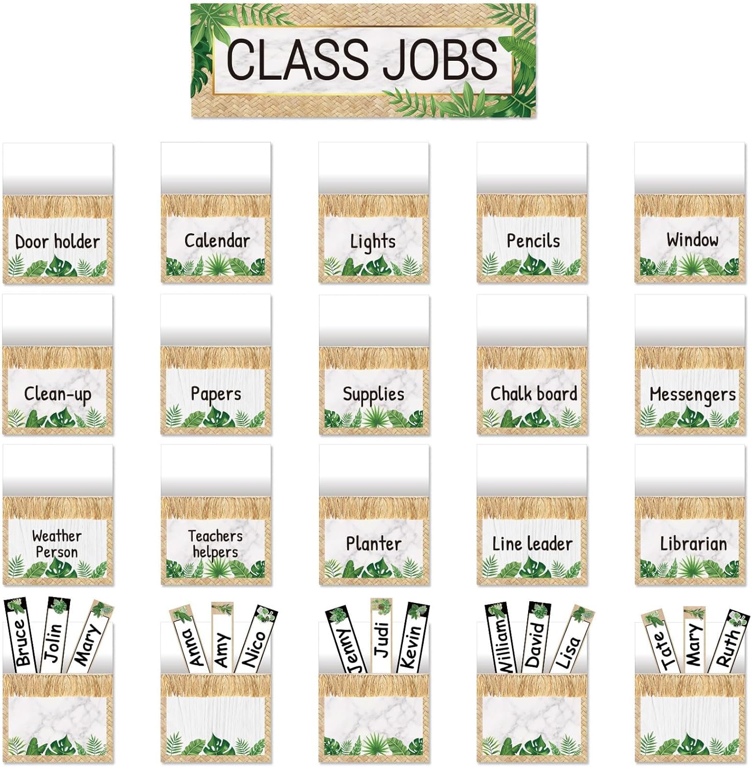 Amazon.com: 81 Piece Simply Boho Greenery Class Jobs Bulletin Board ...